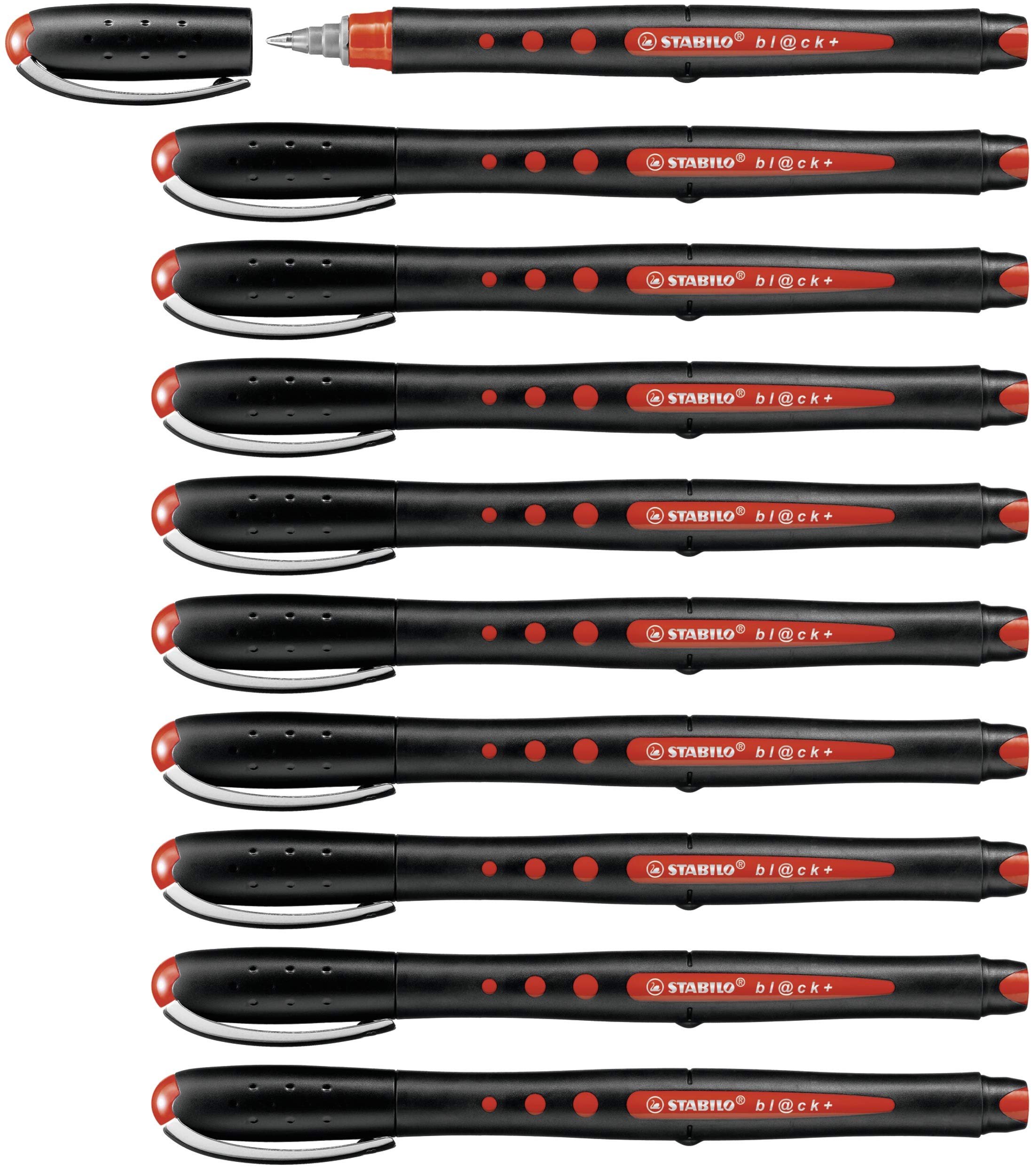 STABILO Rollerball bl@ck+ Fine Box of 10 Red : Amazon.in: Office Products