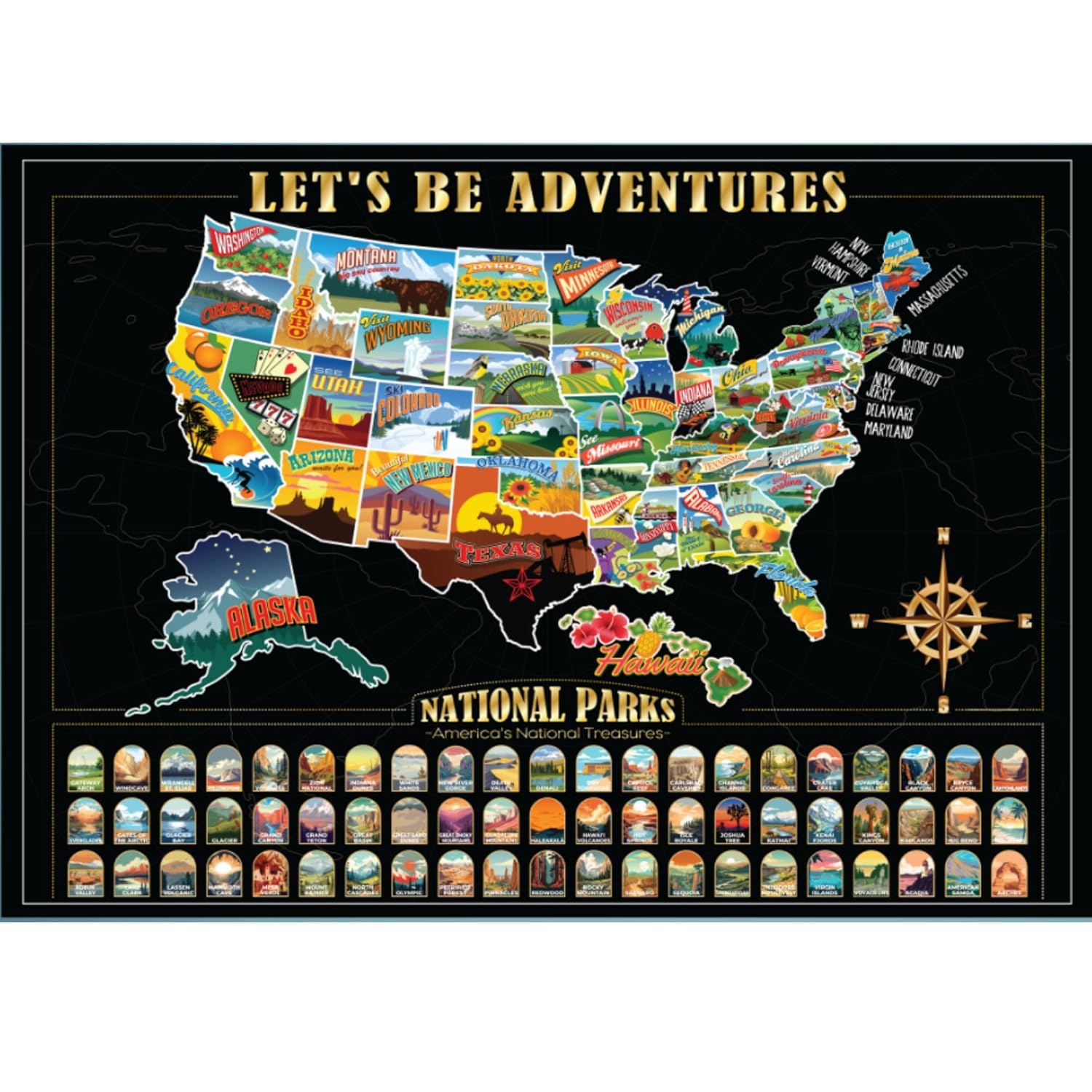 Amazon.com: Scratch Off Map of United States, All 63 US National Parks ...