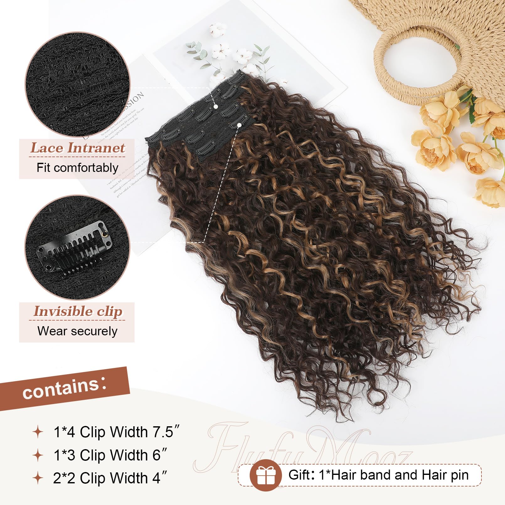 Snapklik.com : Clip In Hair Extensions, FLUFYMOOZ 4PC 100 Pure Protein ...