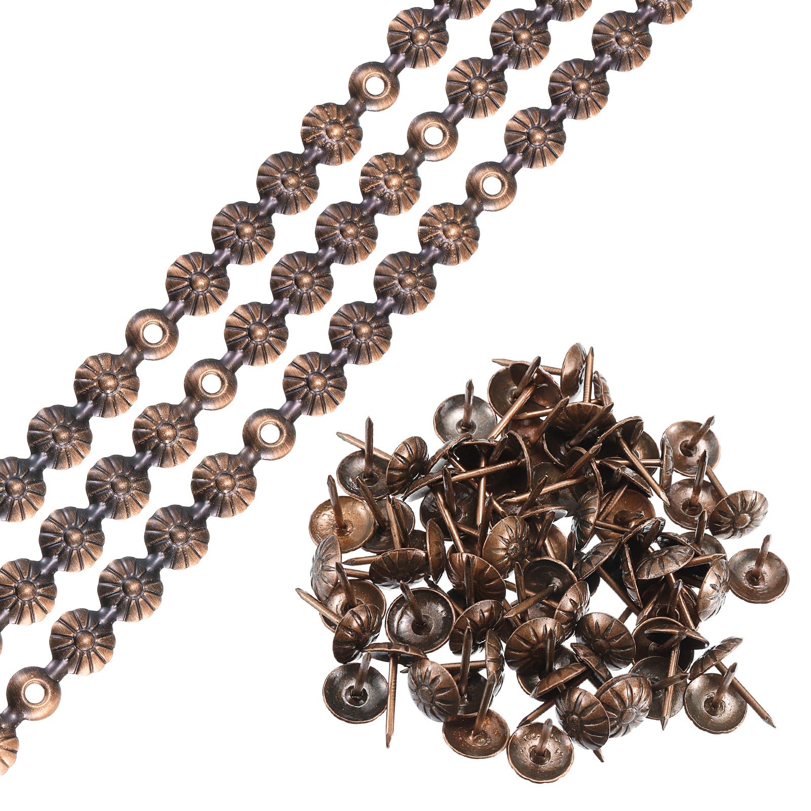 uxcell 3Pcs Upholstery Tacks Strips, 1Meter Flower Decorative Nail ...