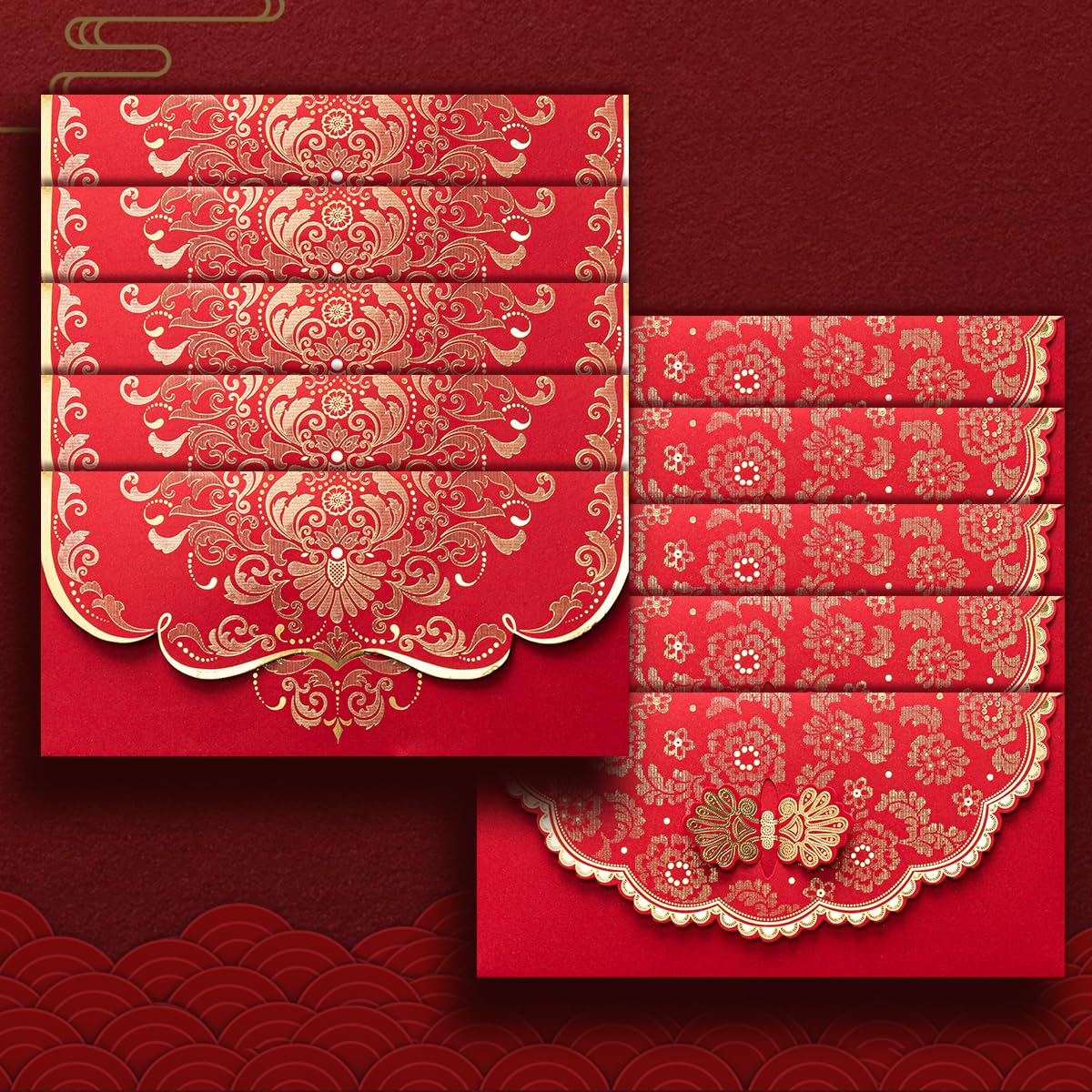 Amazon.com : 20Pcs Luxurious Chinese Red Envelopes, Chinese Red Pockets ...