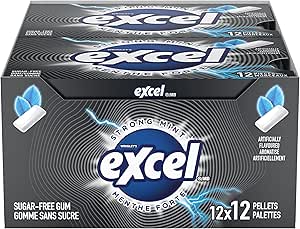 EXCEL, Strong Mint Flavoured Sugar Free Chewing Gum, 12 Pieces, 12 ...