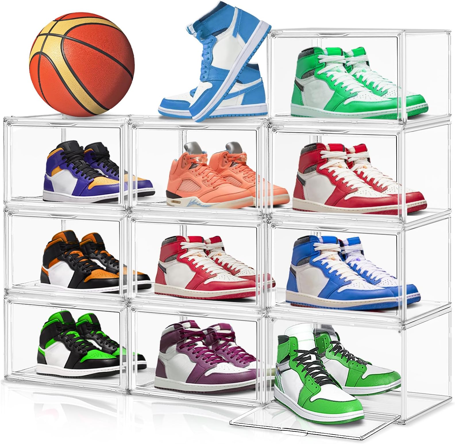 Amazon.com: 10 Pack Acrylic Shoe Display Case Transparent Sneaker ...