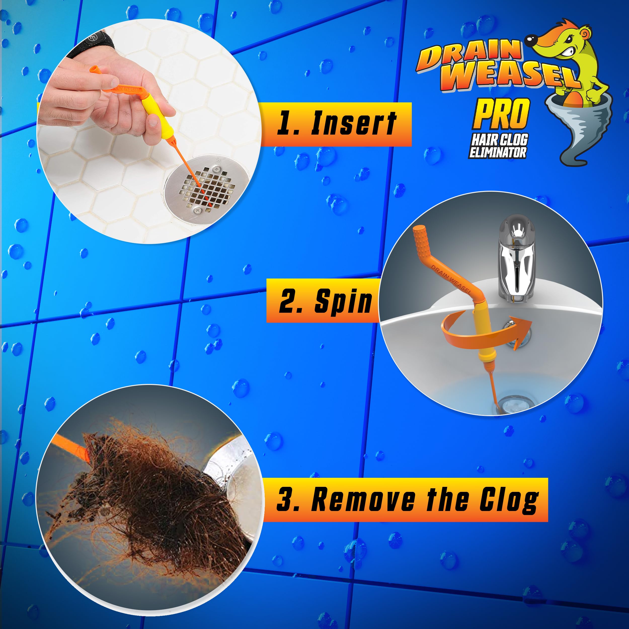 Snapklik.com : Pro Drain Weasel Sink Snake Hair Clog Remover Tool, Sink ...