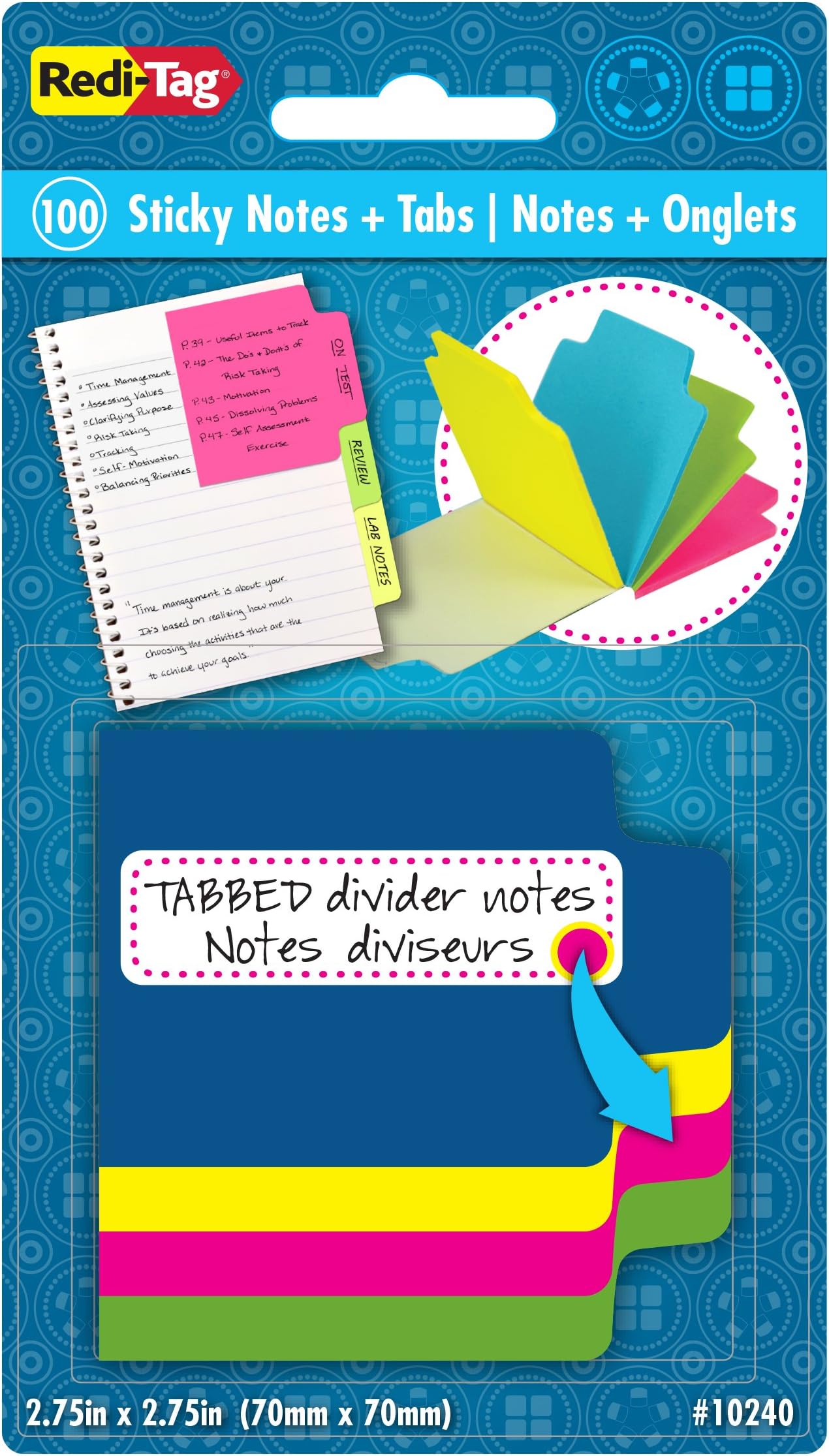 Amazon.com : Redi-Tag Mini Neon Divider Notepad, 100 Tabbed Sticky ...