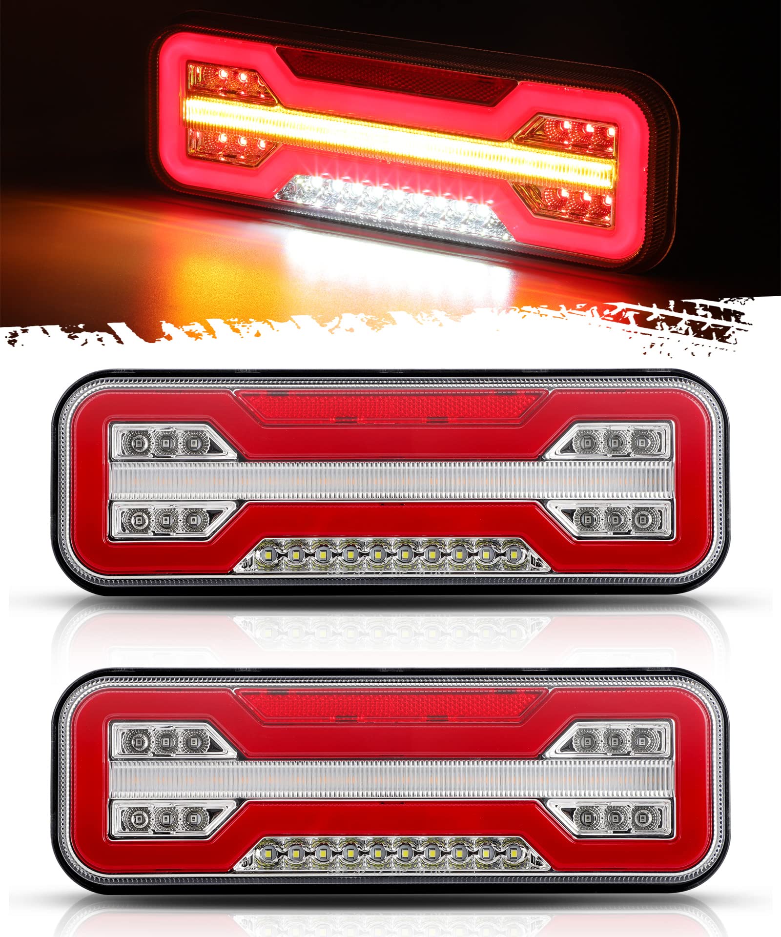 Amazon.com: PARTSam LED Truck Trailer Tail Lights 10-30V, 74LEDs Stop ...