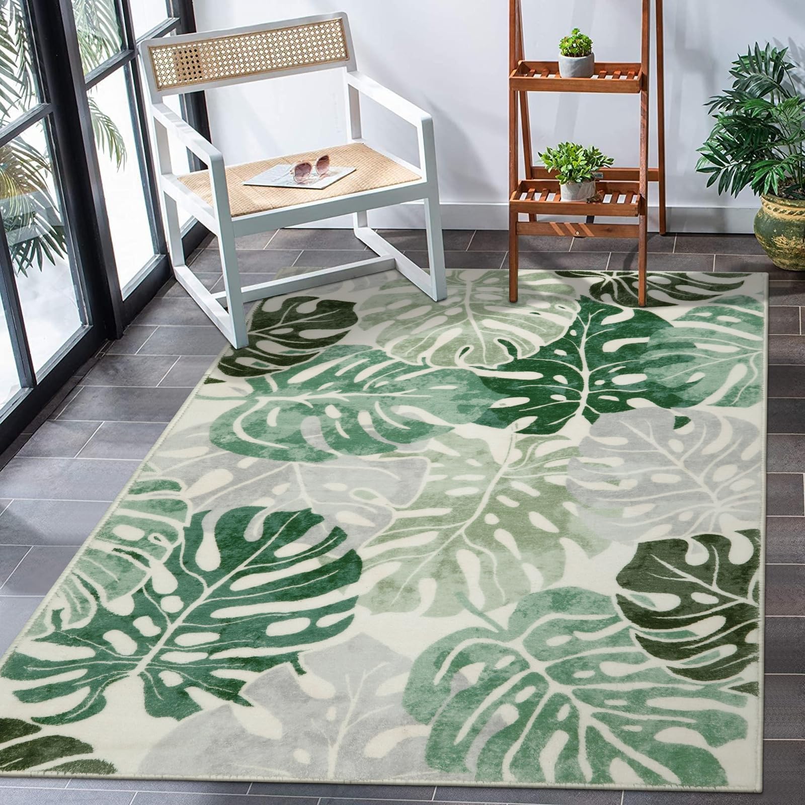 Paco Home Indoor & Outdoor Rug Flat-Weave Jungle Carved Floral Palm ...