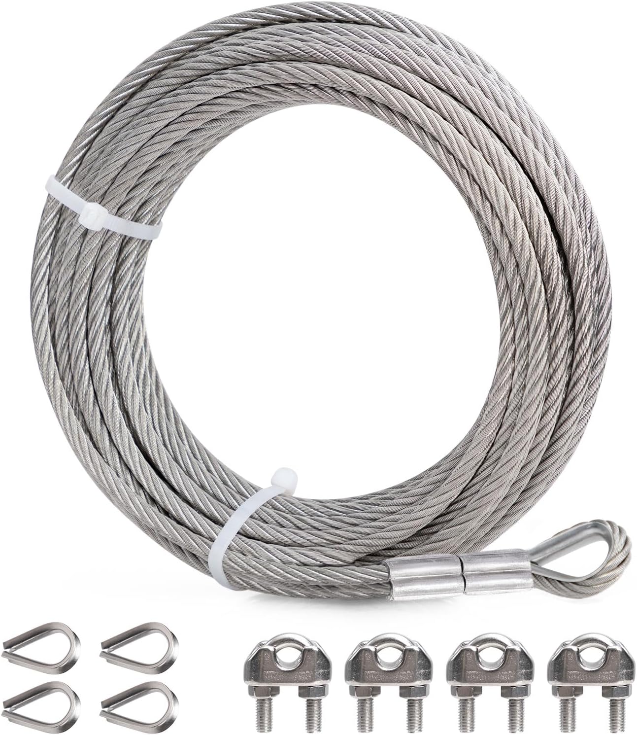Amazon.com: DOEWORKS Wire Rope 1/4" Stainless Steel Cable, 50ft 7 X 19 ...
