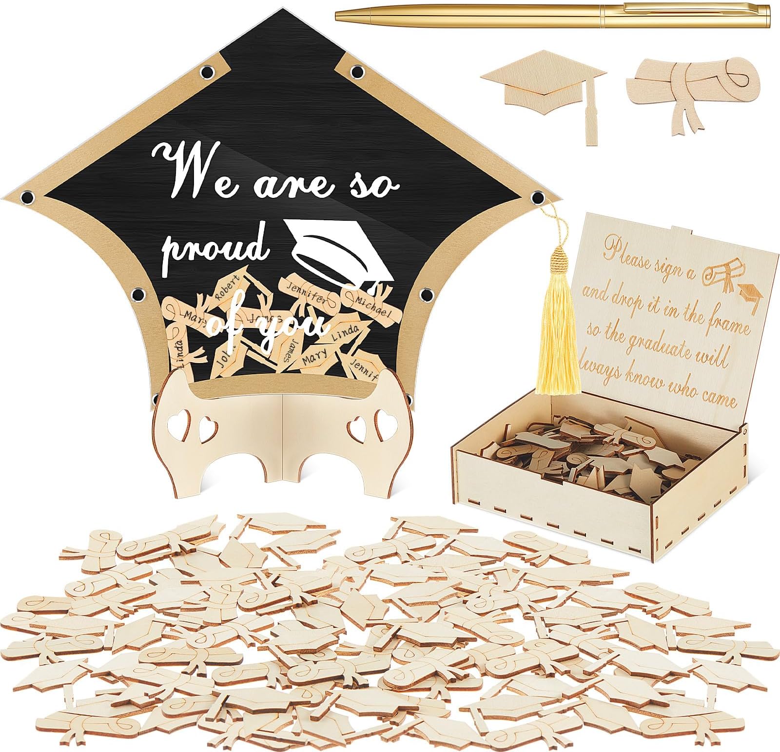 Amazon.com: Smallduuck 2024 Graduation Guest Book Alternative Wood ...