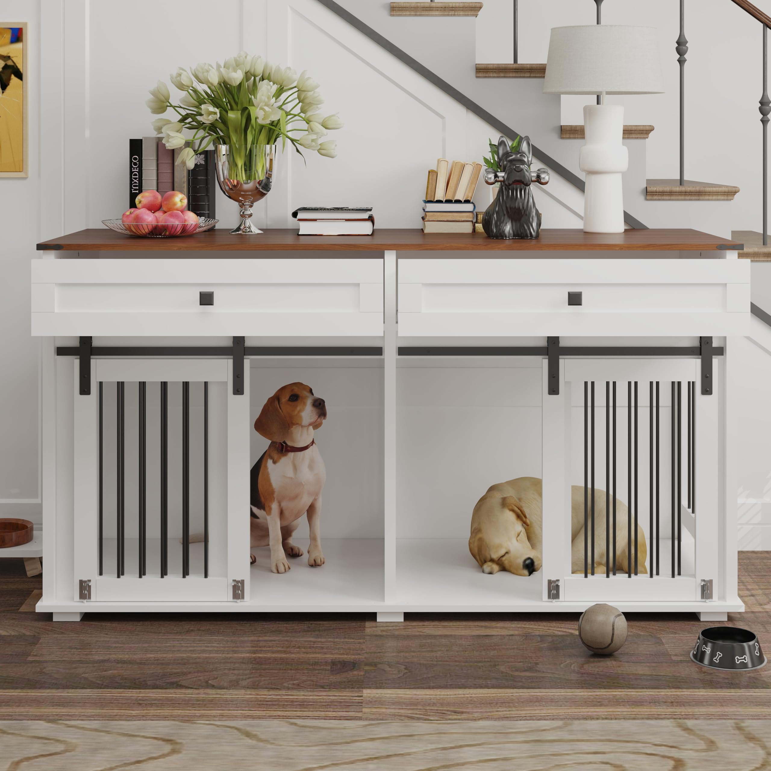 Snapklik.com : KEIKI Large Dog Crate Furniture For 2 Large Medium Dogs ...
