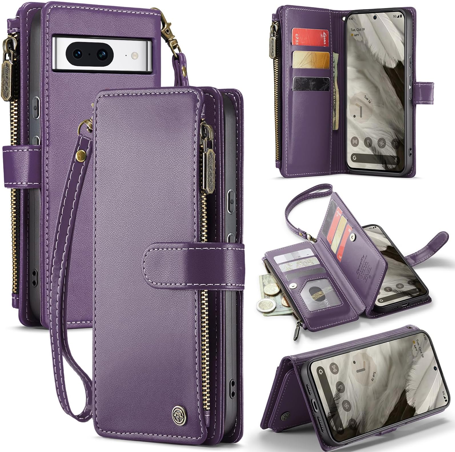 Amazon.com: for Google Pixel 8 Phone Case Wallet with Card Holder,PU ...