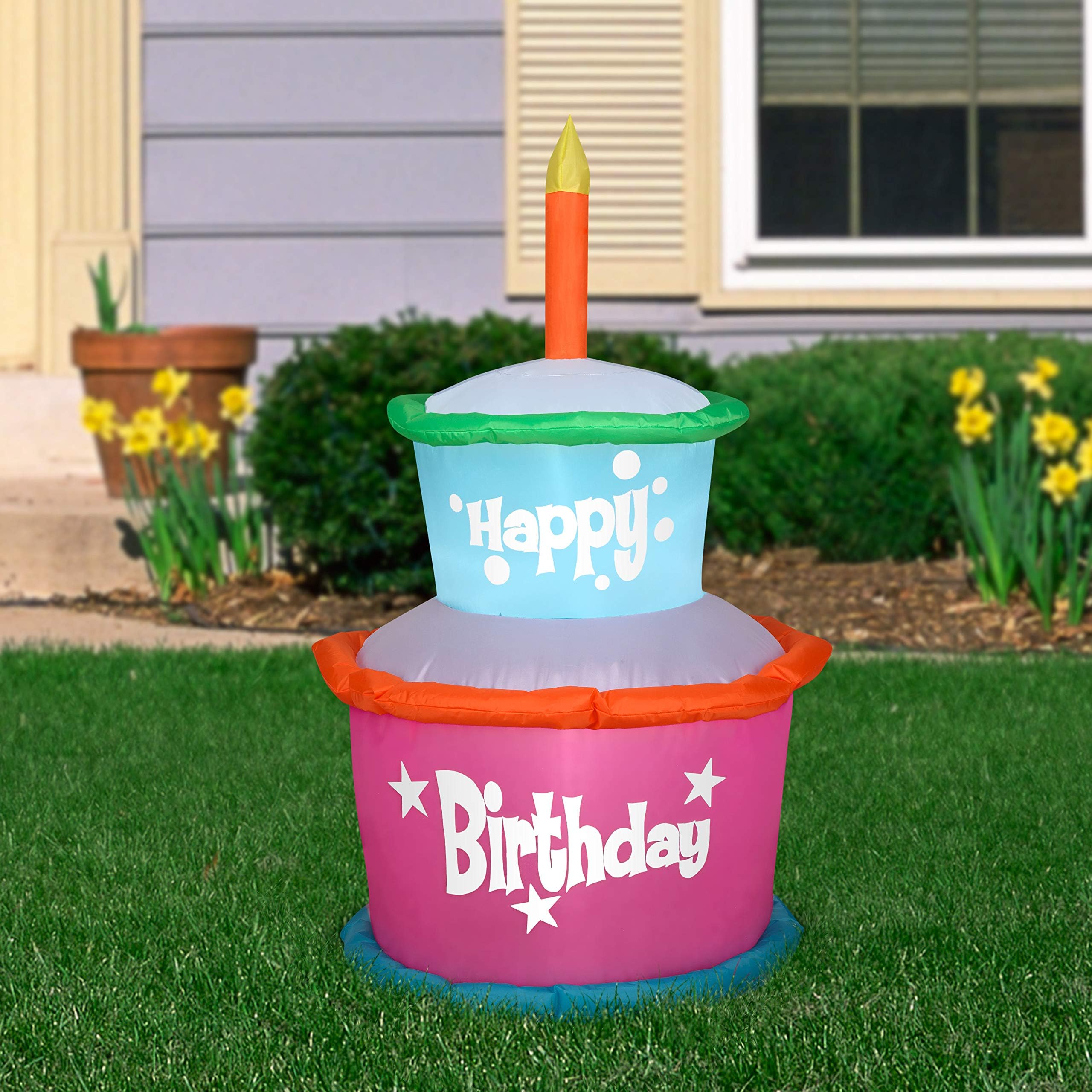 Amazon.com: Gemmy Industries Airblown Inflatable Happy Birthday Cake ...