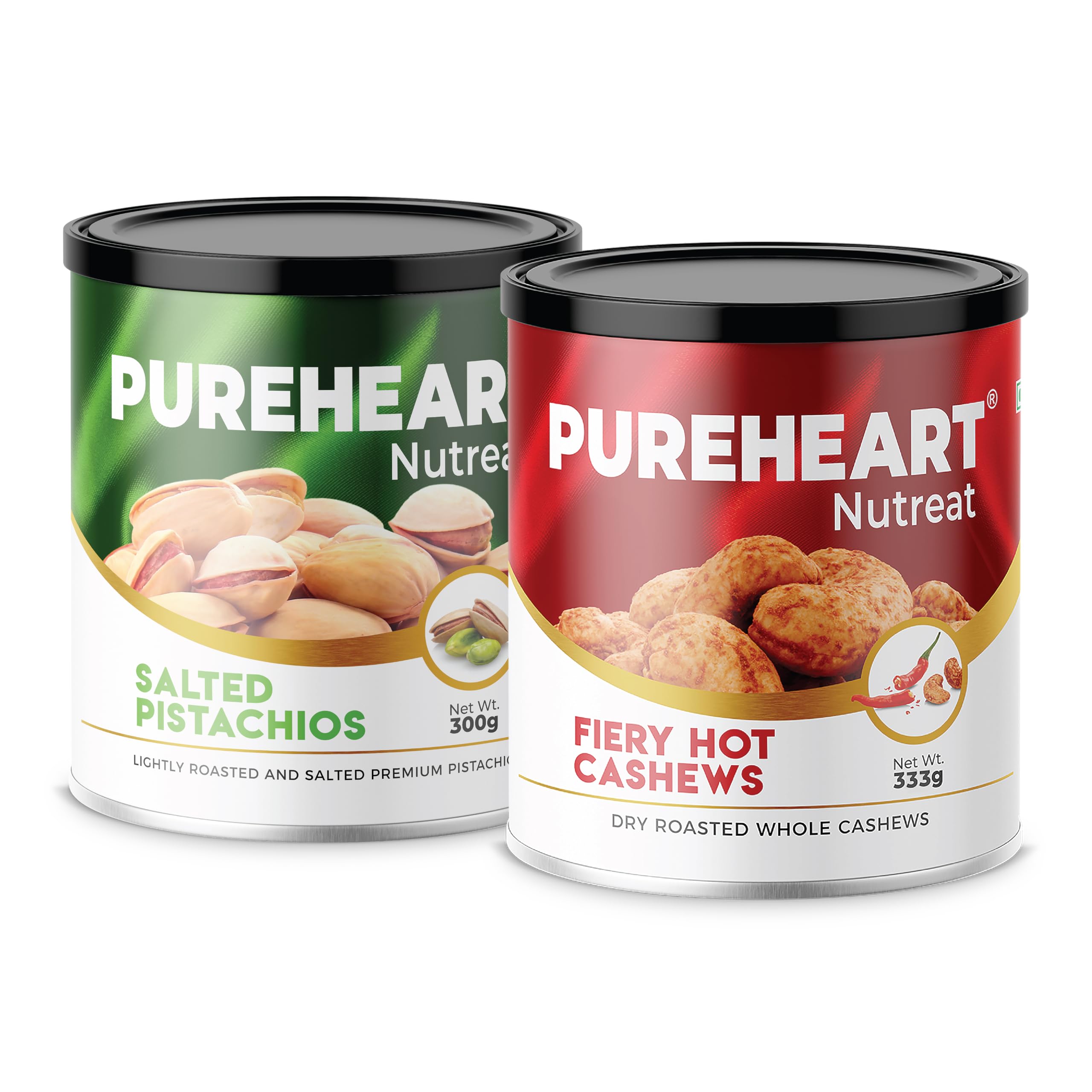 PUREHEART Nutreat Combo Set Fiery Hot Cashew Nuts (333 gm) and Salted ...