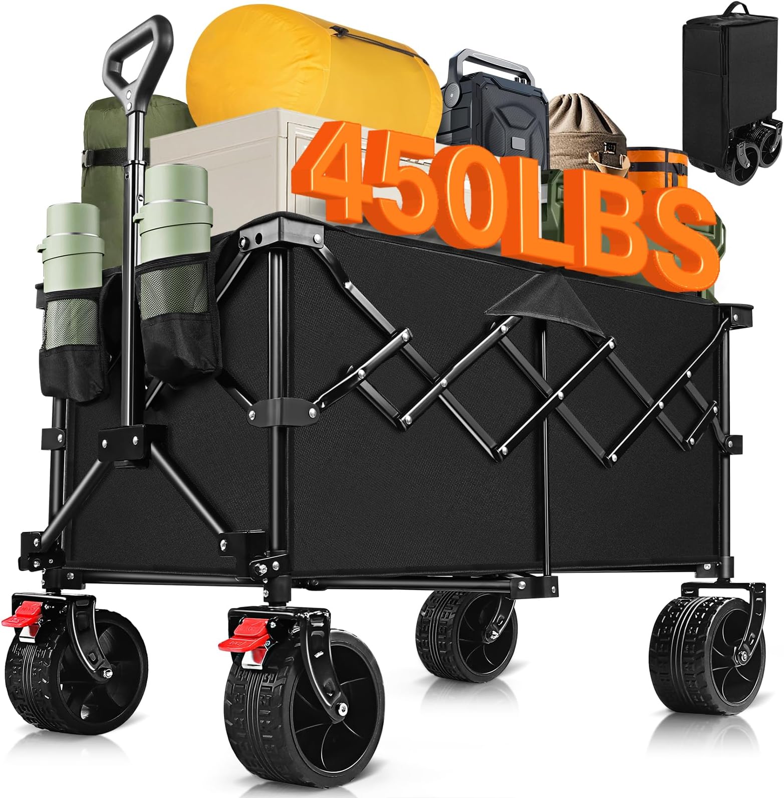 Amazon.com: Wawxmo 38" L Collapsible Wagon Cart Foldable, 450LB Weight ...