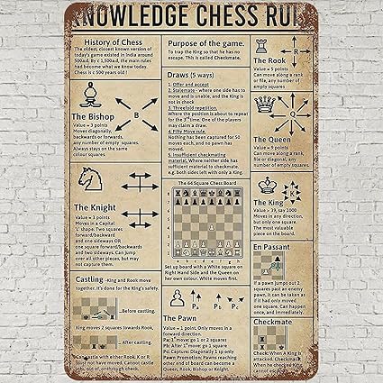 Amazon.com: CHARLLR Vintage Metal Tin Sign 8x12, Knowledge Chess Rule ...