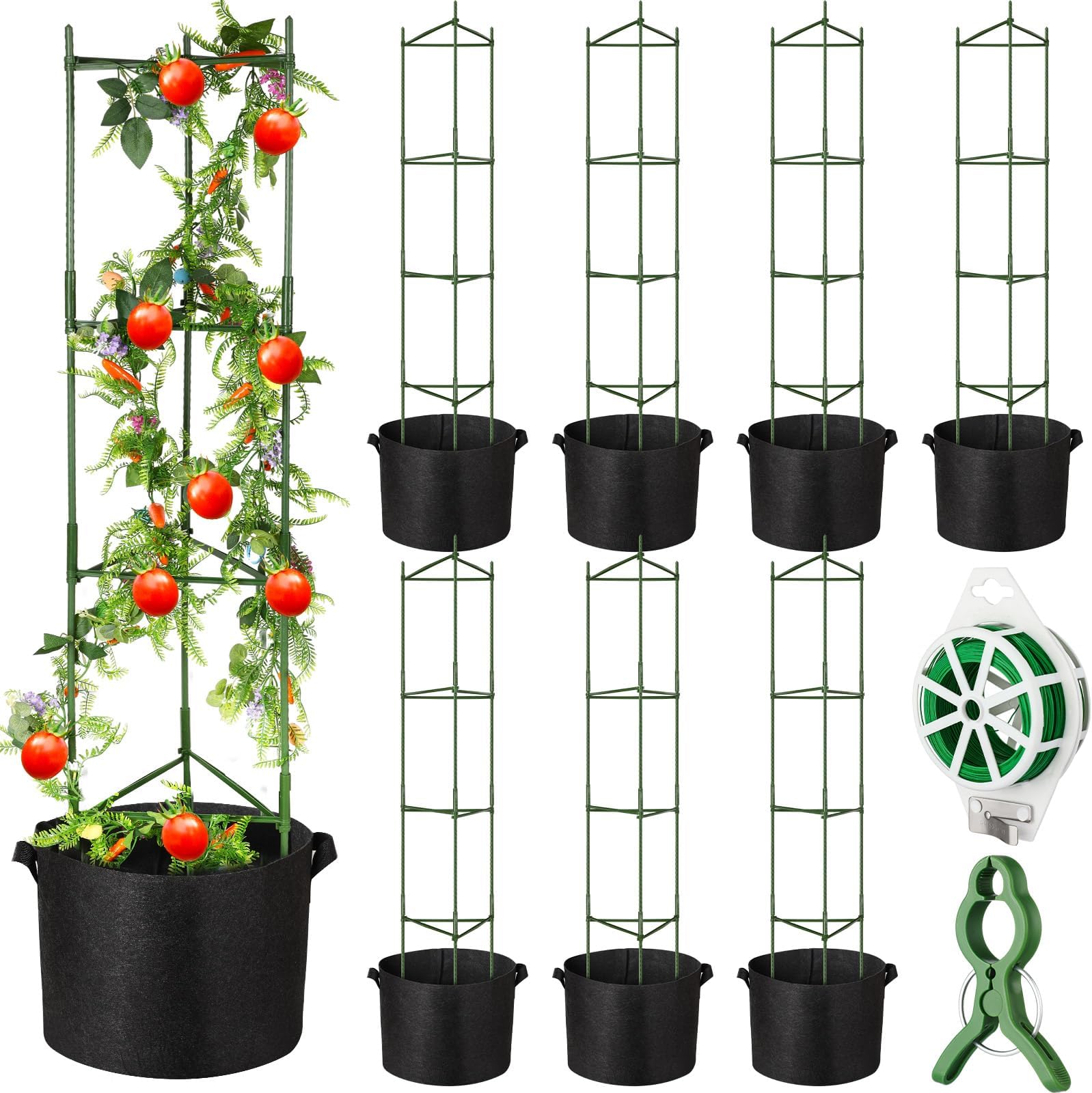 Amazon.com : Suzile 16 Pcs 65 Inches Plant Cages Assembled Tomato Cage ...