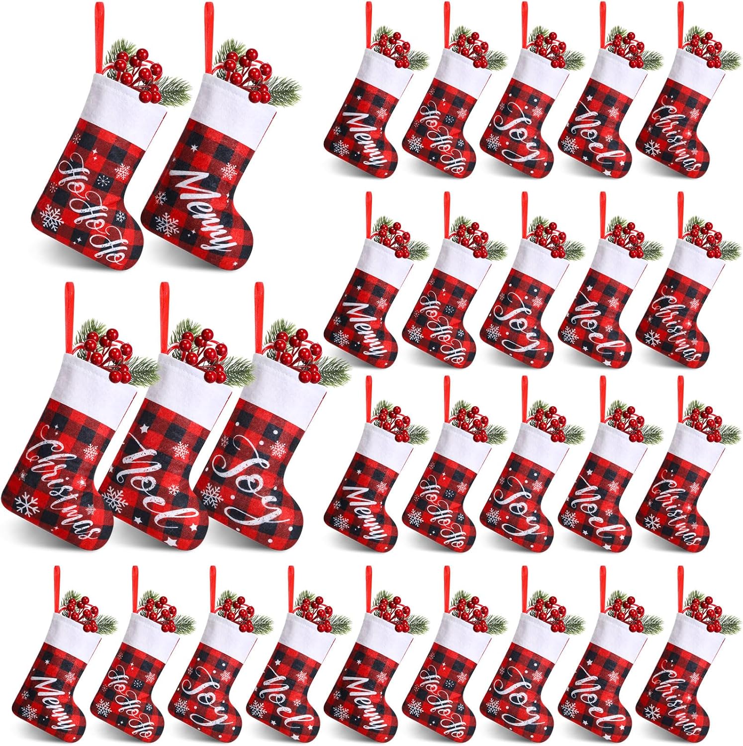 Amazon.com: Glimin 50 Pieces Christmas Stockings 7'' Double Side Xmas ...