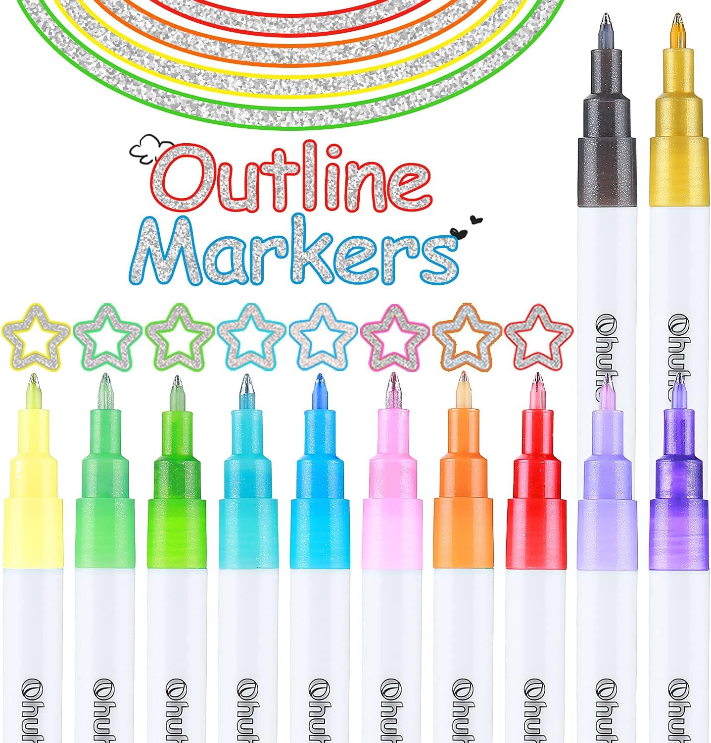 Sharpie Ultra Fine Point Ohuhu Outline Glitter Markers 18 Colors ...