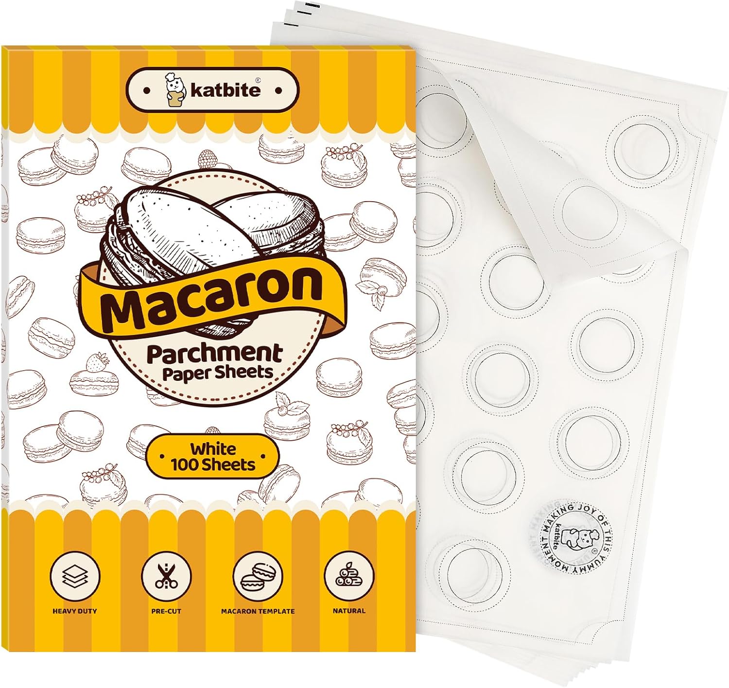Katbite 100 Macaron Parchment Sheets Template Baking, Cookie Parchment ...