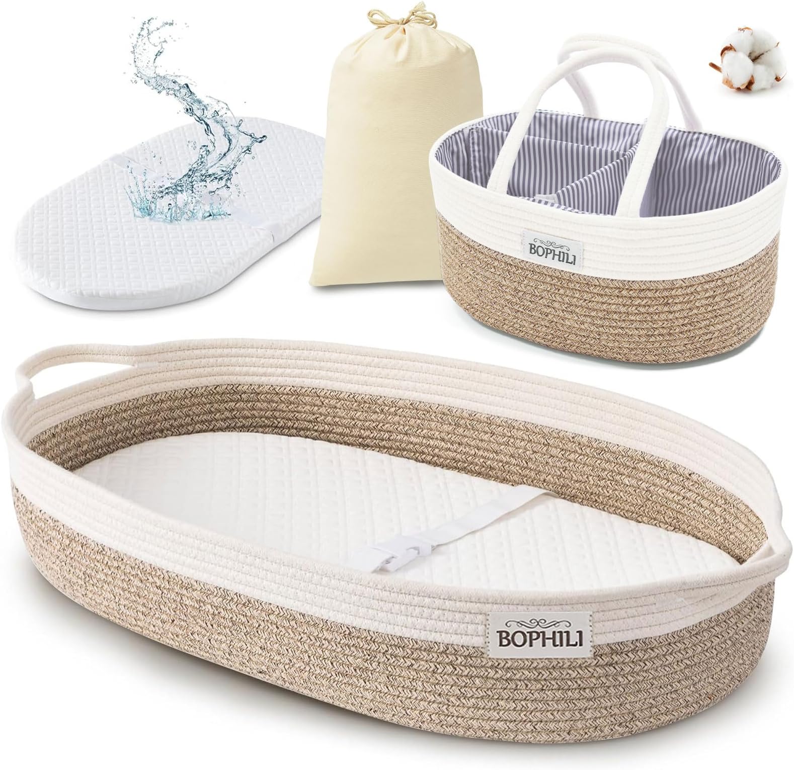 Amazon.com : BOPHILI Baby Changing Basket Set w/Large Matching Diaper ...