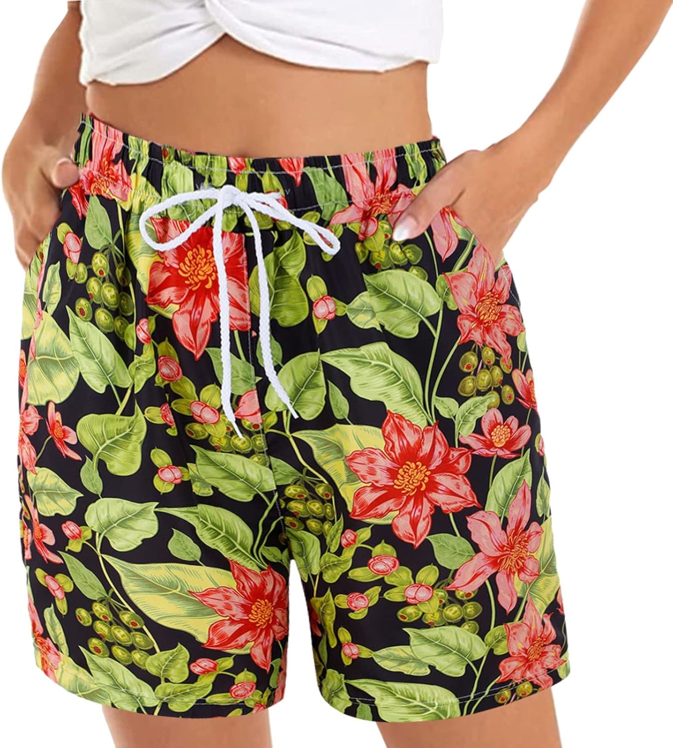 Shorts for Women Casual Summer High Waisted Flowy Beach Shorts Trendy ...