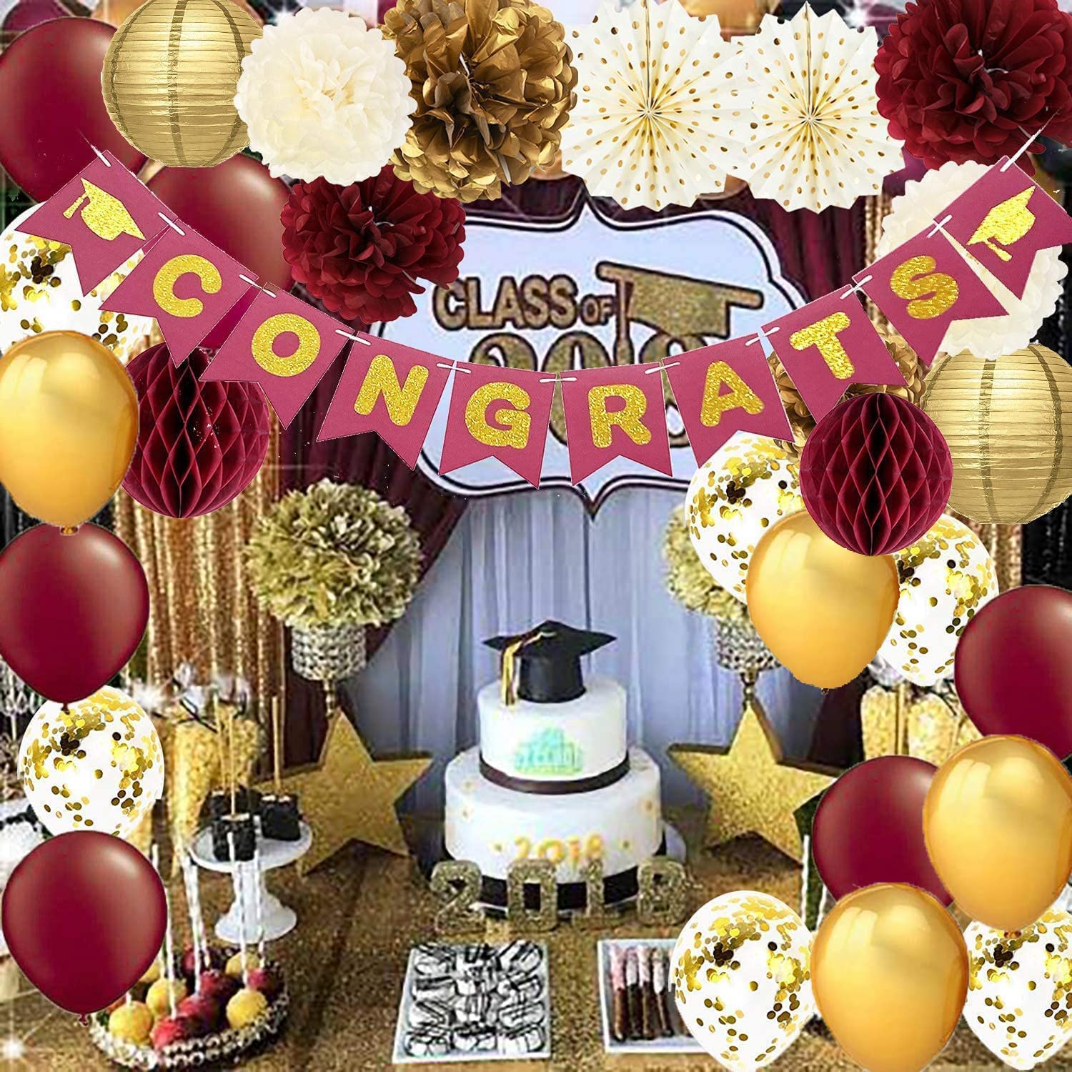 Burgundy And White Graduation Decorations Burgundy Graduation