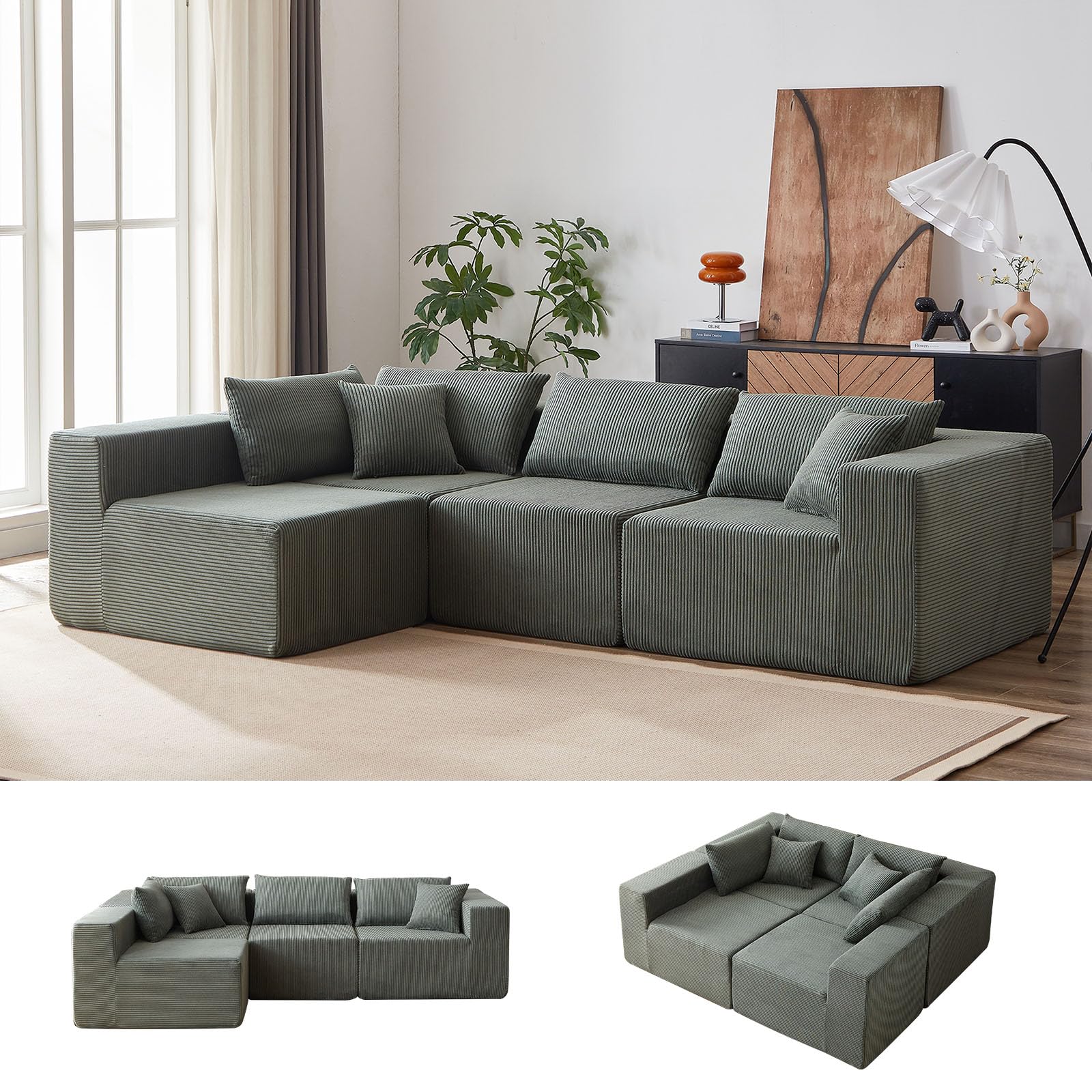 Amazon.com: 104” Modular Sectional Sofa, Cloud Sectional Couch with ...