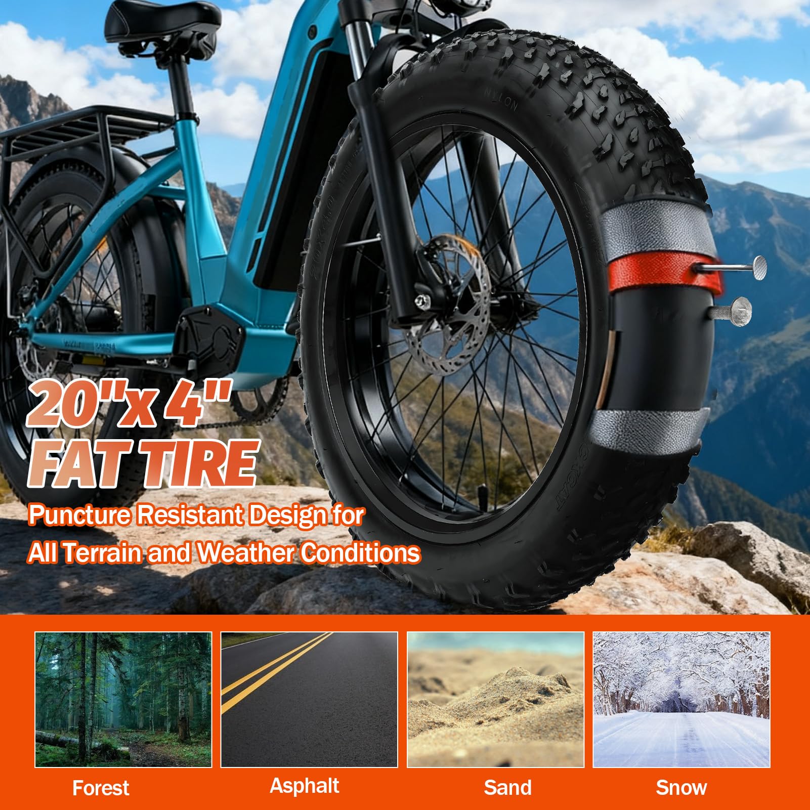 Heb Allscape 20x4 Bike Tire 20x4 Bike Tire SZWEDI Heavy Duty 20x4.0 E ...