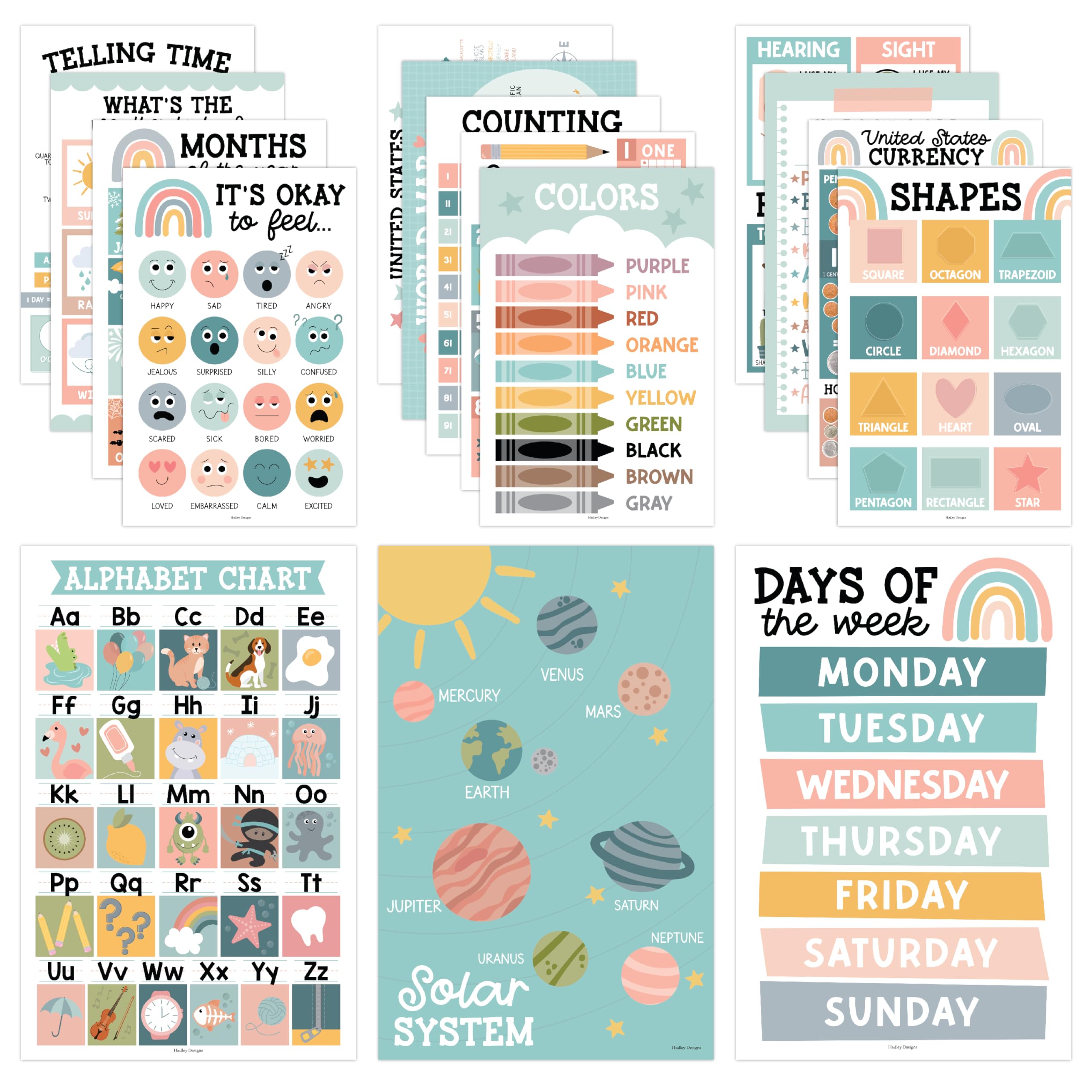 16 Boho Preschool Classroom Posters Educational Posters For Toddlers 1 ...