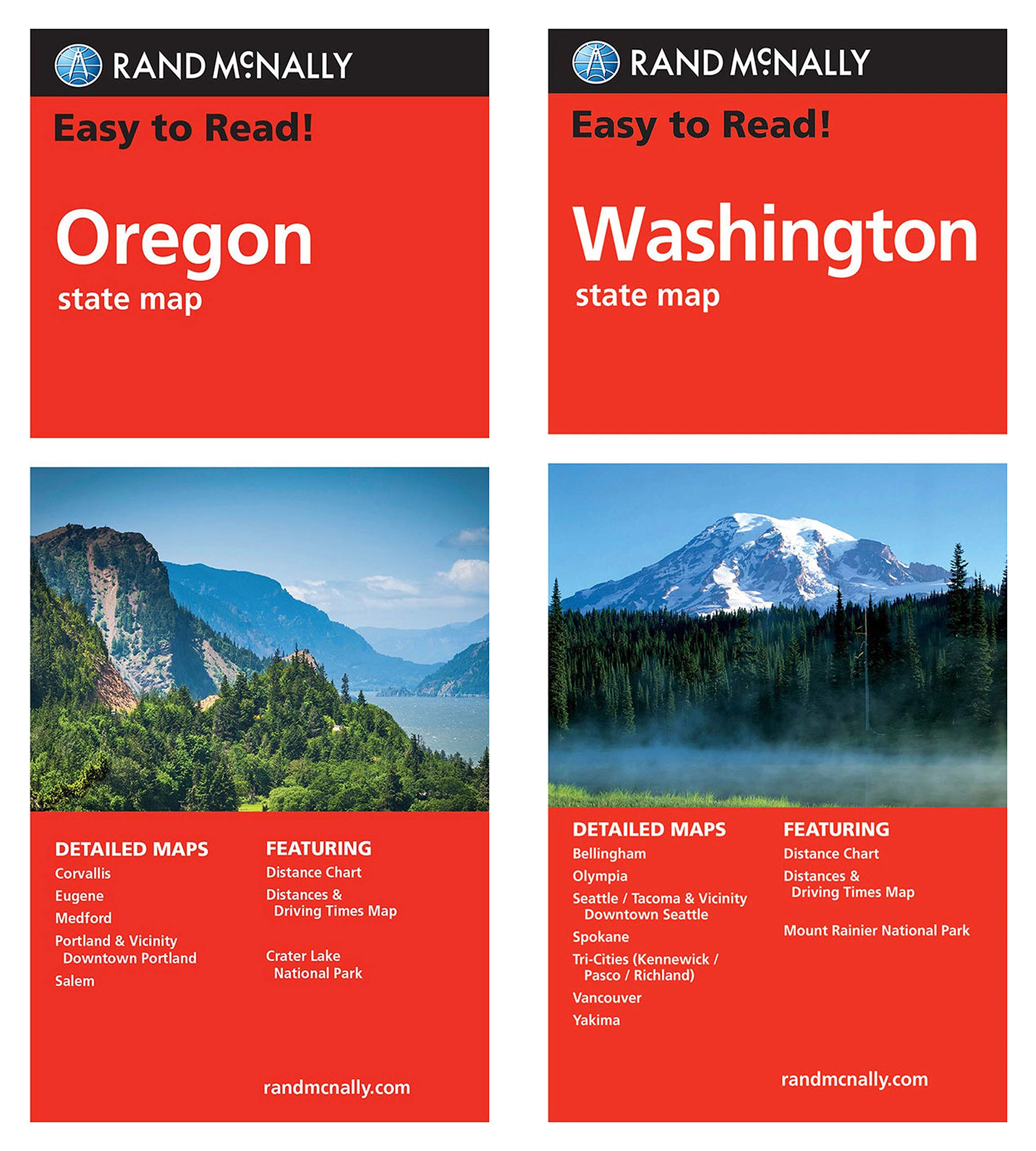 Snapklik.com : Rand McNally State Maps: Oregon And Washington