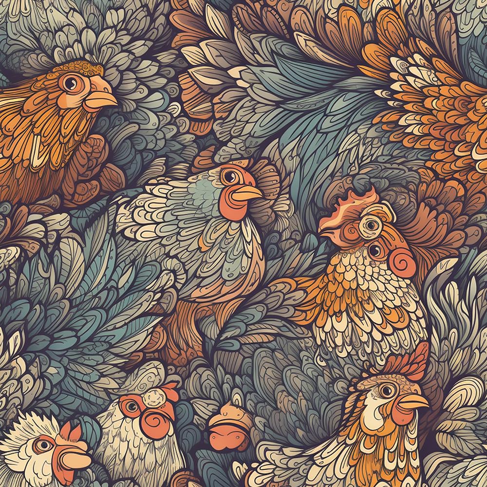 REDAMANCY Boho Rustic Rooster Cock Animals Modern Abstract Peel and ...