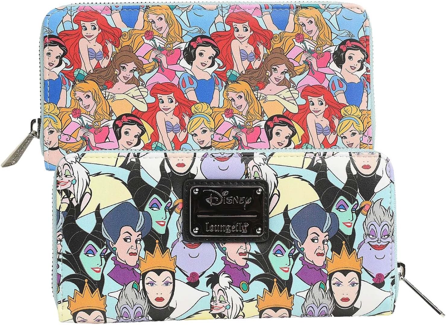 Amazon.com: Loungefly Disney Princess and Villains Wallet Zip Clutch ...