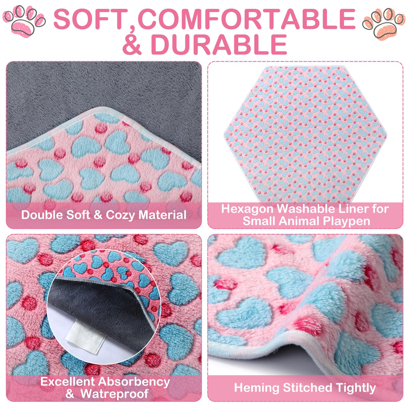 4pcs 47 in Guinea Pig Playpen Pad Waterproof Hexagon Mat Reusable Dog ...