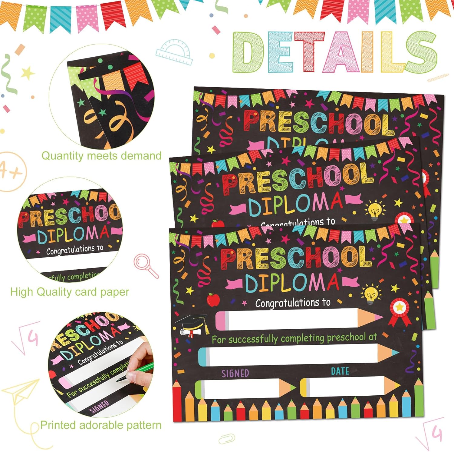 Yisong 35 Pcs Preschool Diploma, Colorful Preschool Australia | Ubuy