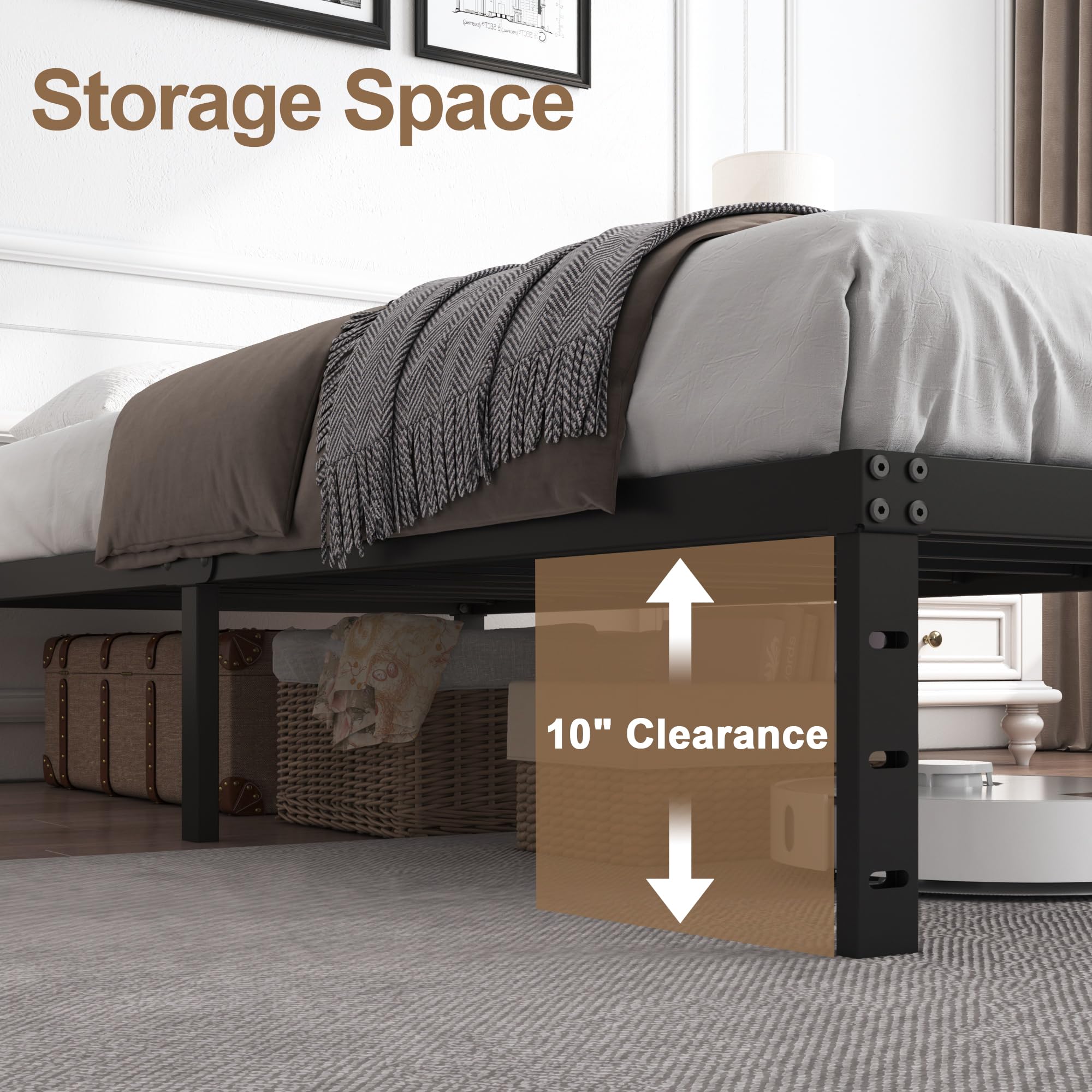 Snapklik.com : HOBINCHE 12 Inch Twin Size Bed Frame - No Box Spring ...