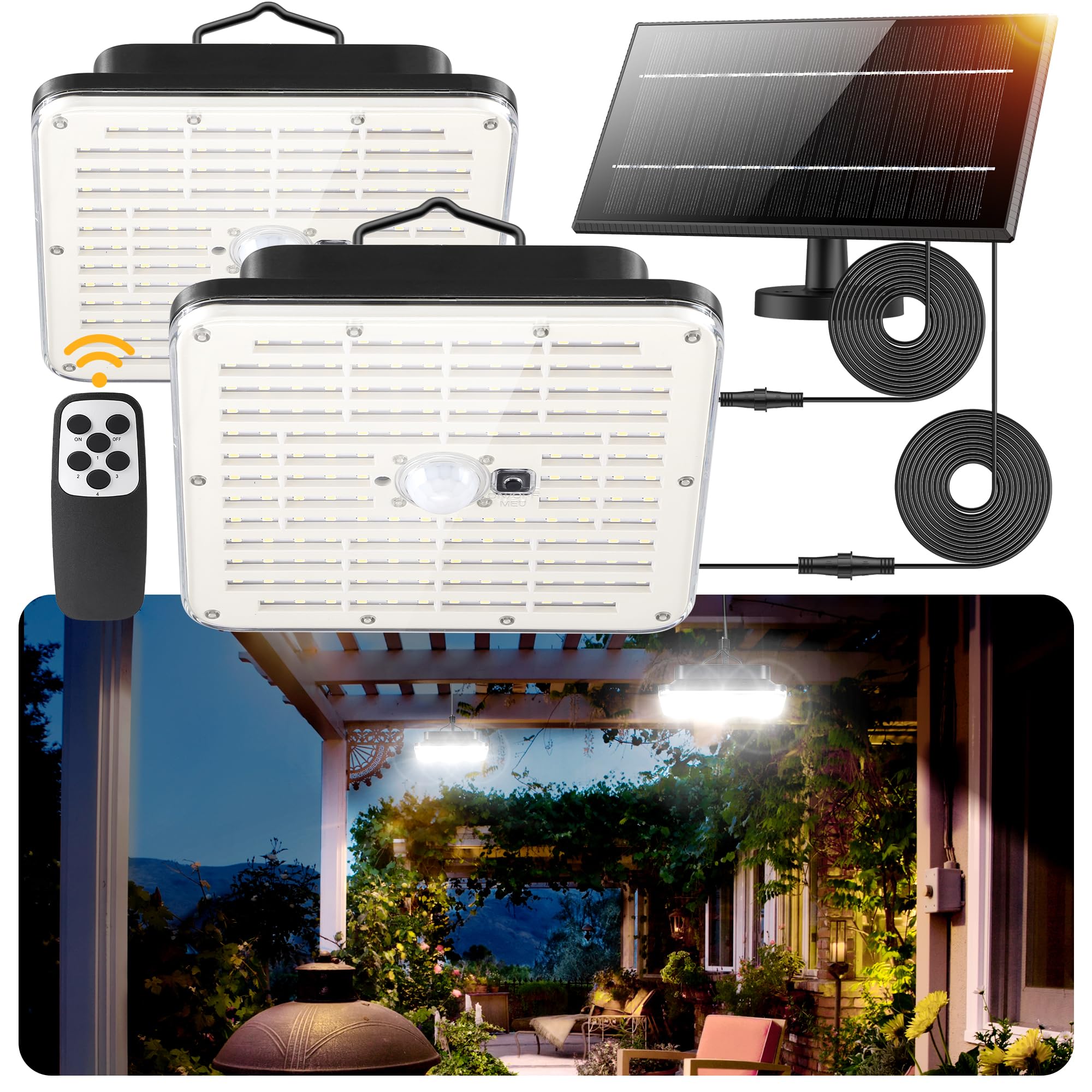 Solar Indoor Outdoor Shed Light with 3000LM, FabStyl Double Heads Solar ...