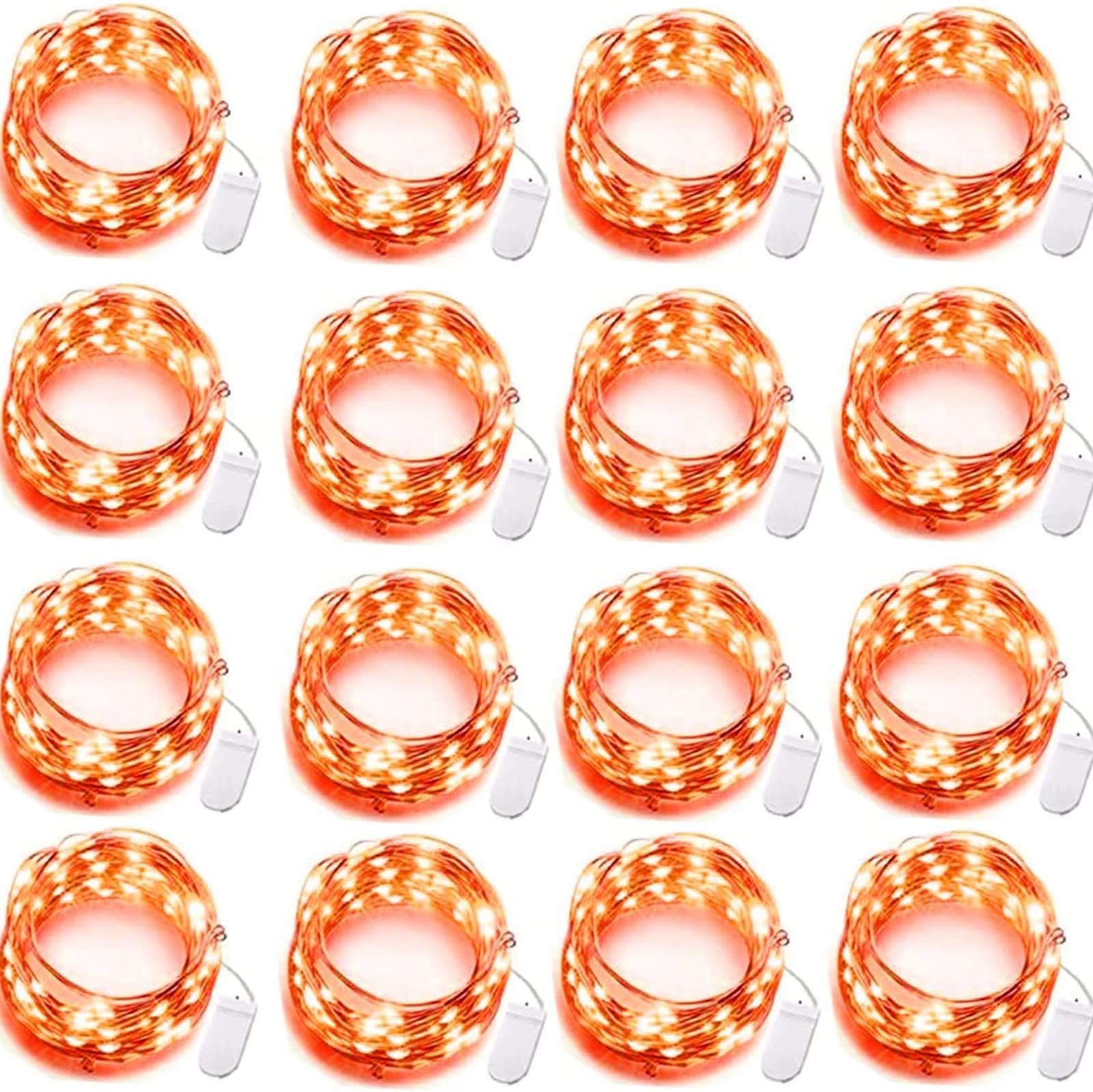 Grezea 16 Pack Orange Fairy Lights (Batteries Included), 10ft 30 LED ...