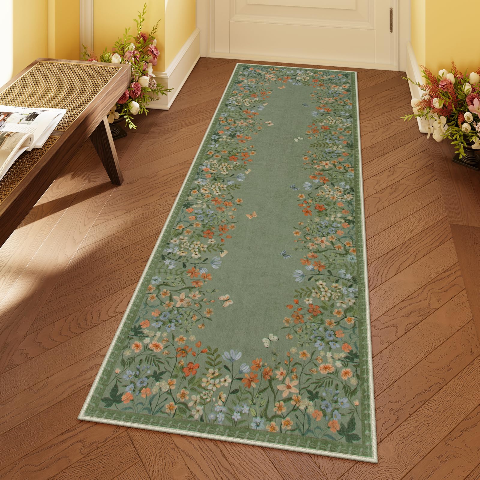 Amazon.com: Lahome Boho Floral 2x6 Rug Runners for Hallways Non Slip ...
