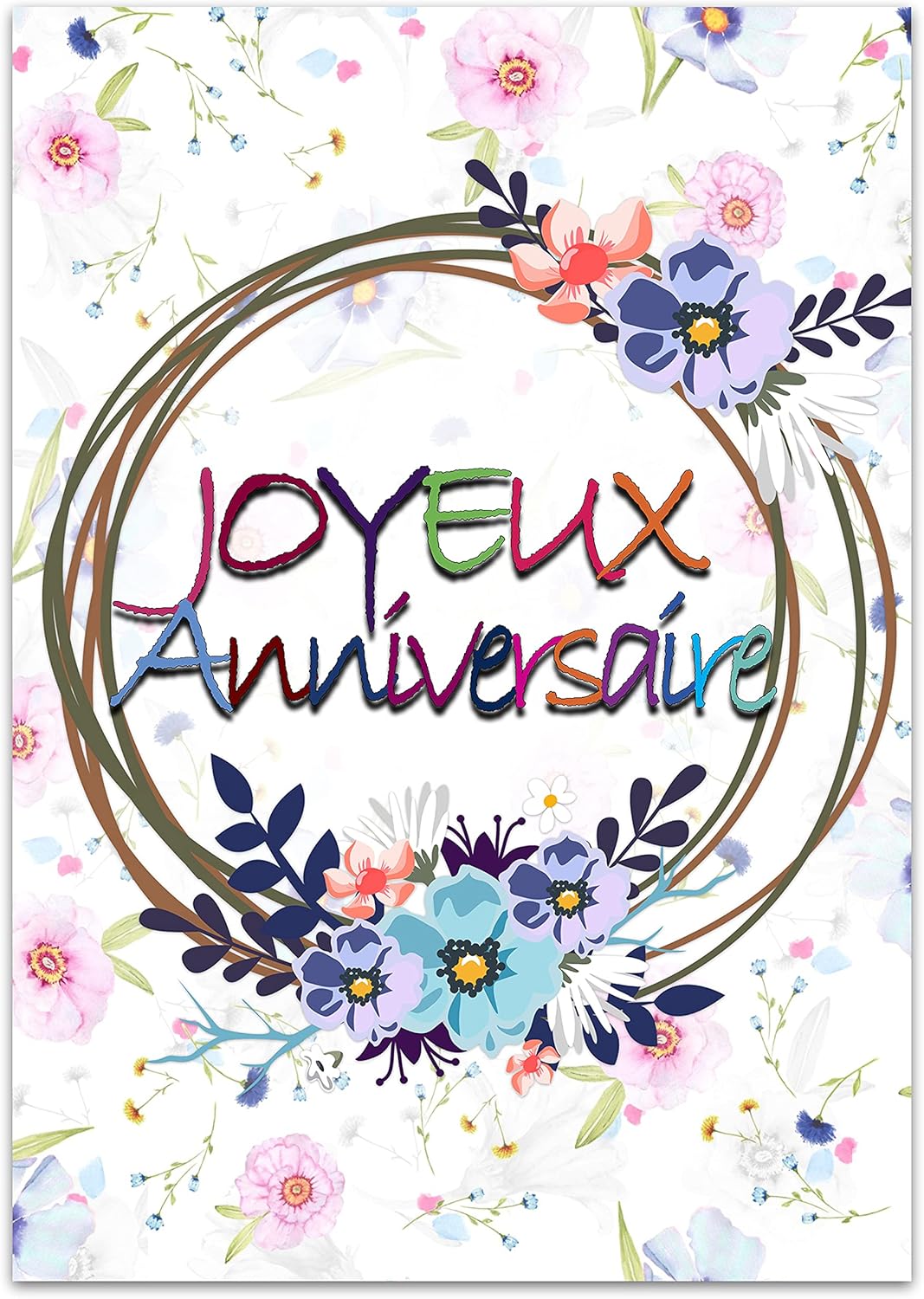 French Happy Birthday Card in French Language Joyeux anniversaire SIZE ...