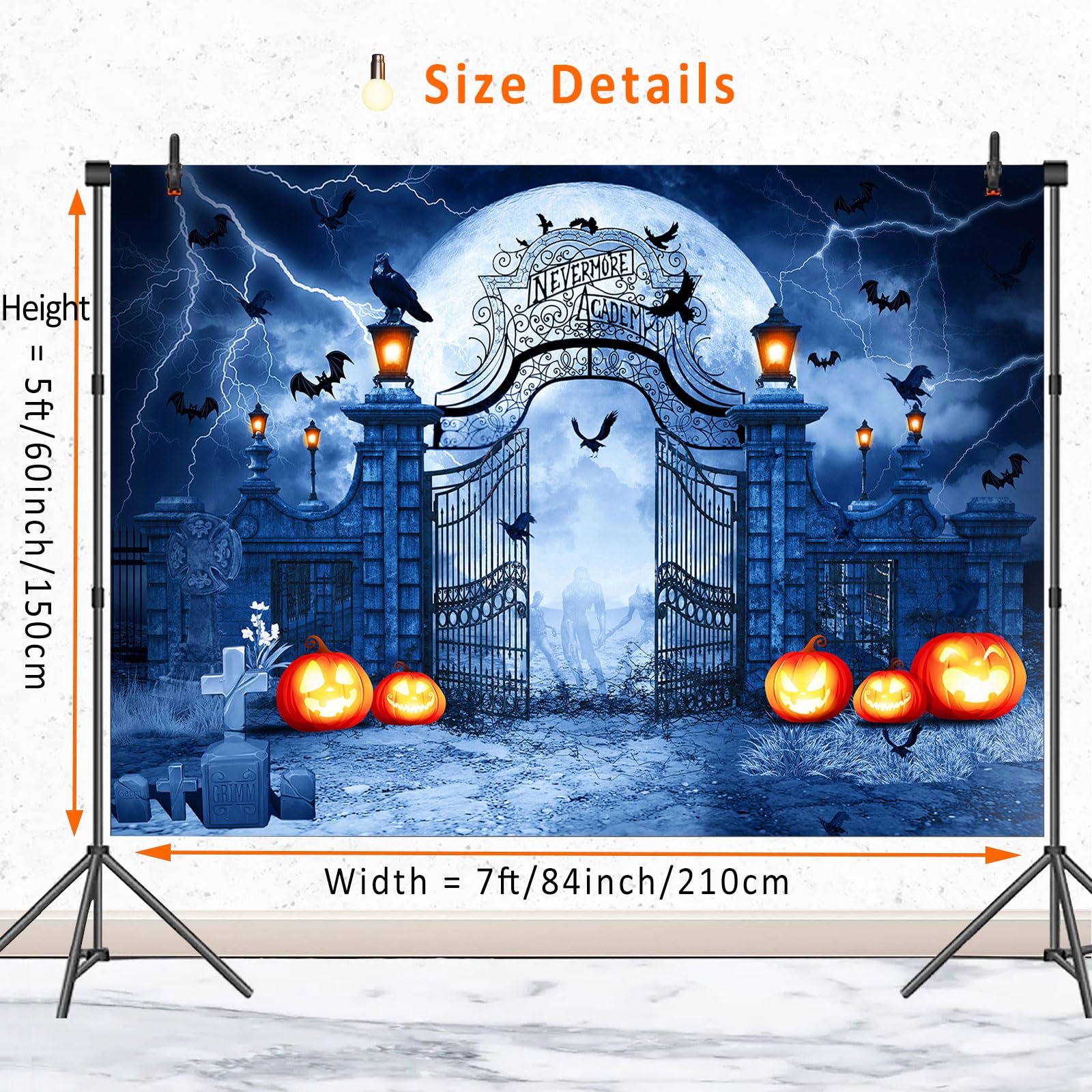 Halloween Party Banner Leyiyi 7x5ft Gothic Happy Grunge Misty Graveyard ...