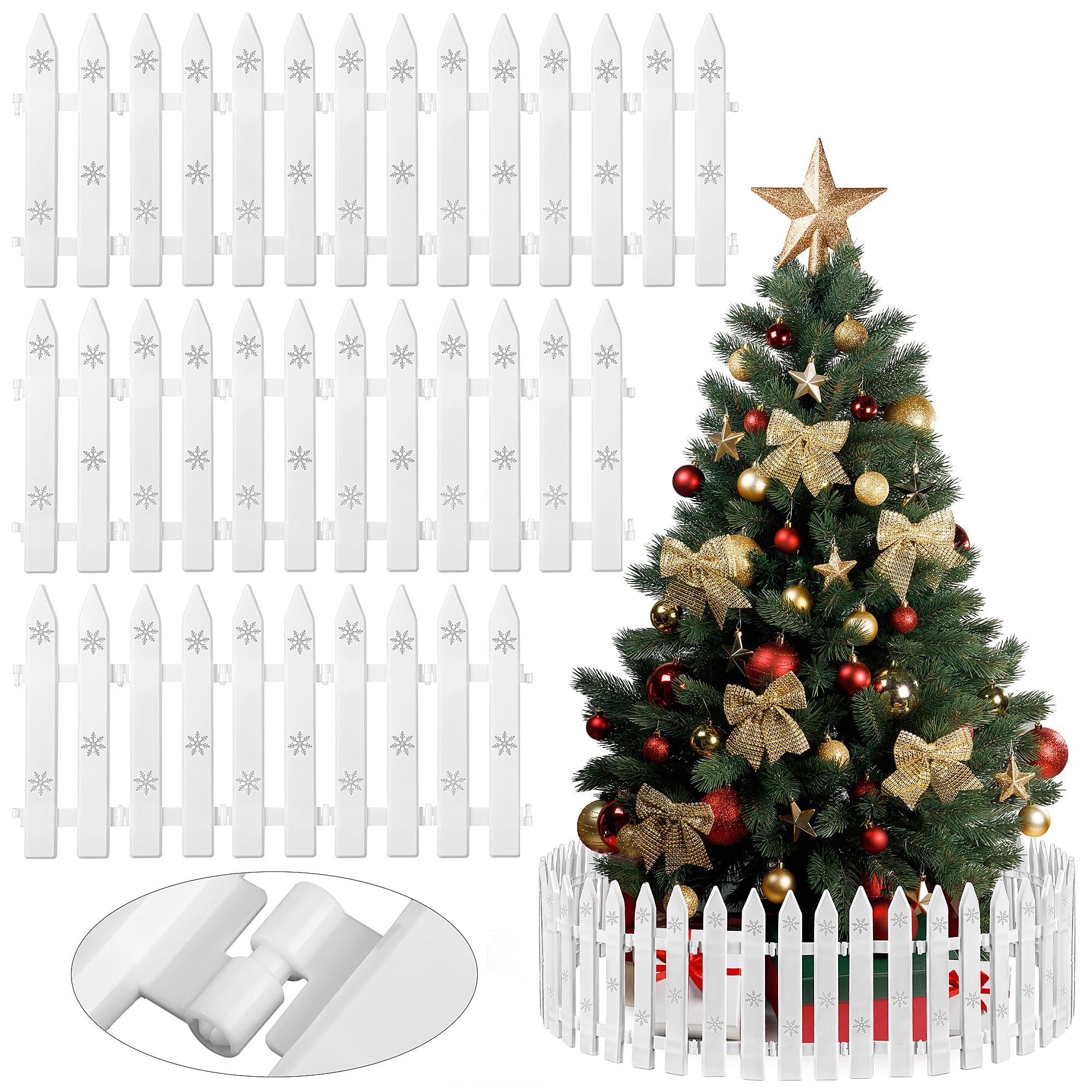 Amazon.com : Aodaer 36 Pieces Christmas Tree Fences Plastic Picket Fence 12 Inch Christmas Fence ...