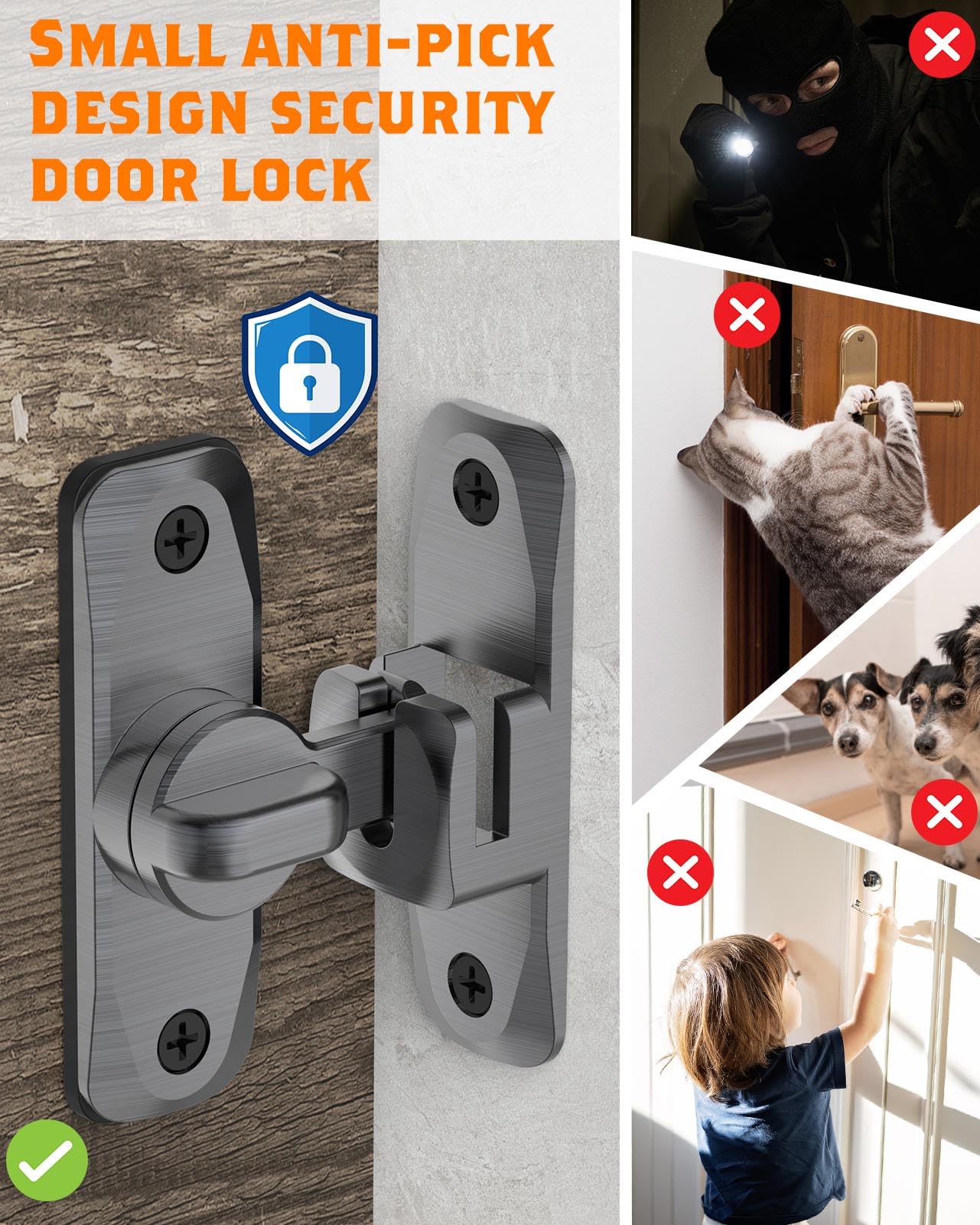 Snapklik.com : 90/180 Degree Barn Door Lock, Small Flip Gate Latches ...