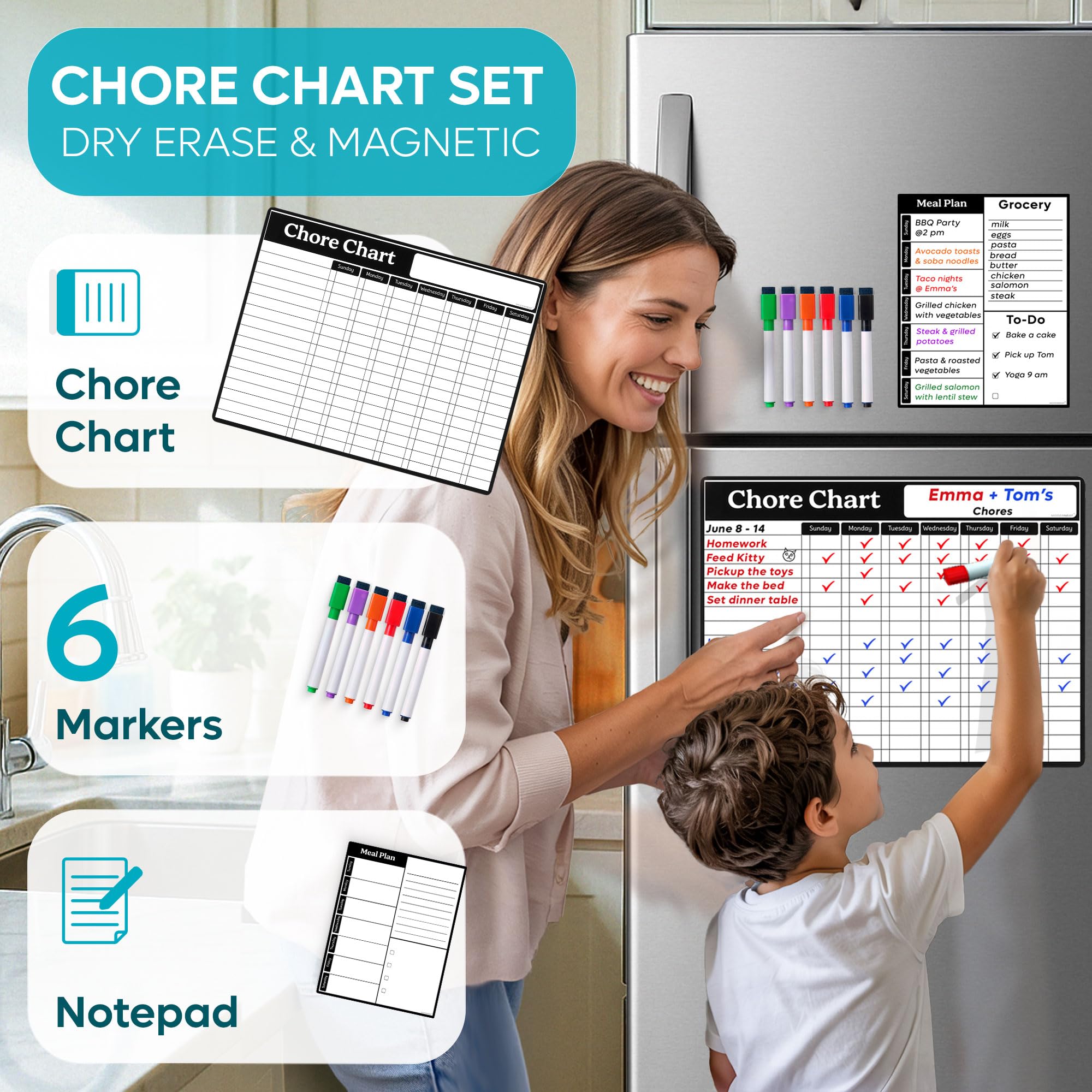 Snapklik.com : Magnetic Chore Chart Dry Erase Whiteboard Set - Pocket ...