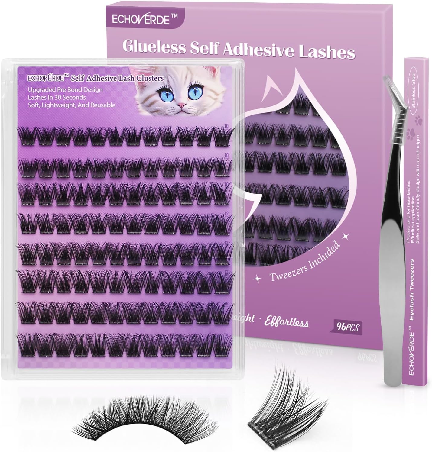 Amazon.com: Self Adhesive Eyelashes - 48PCS Pre Glued Lashes Cluster ...