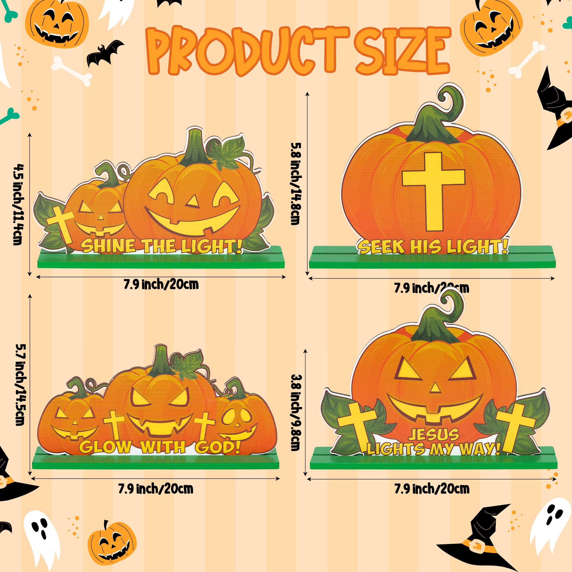 Snapklik.com : Halloween Christian Pumpkin Wooden Centerpiece Decor ...