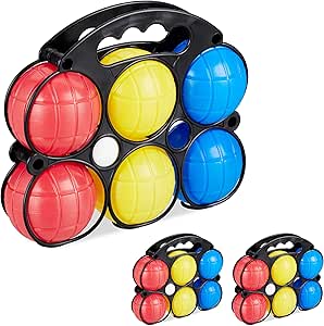 Relaxdays 3x Boules Game, 6 Petanque Balls in 3 Colours, Plastic Boccia ...