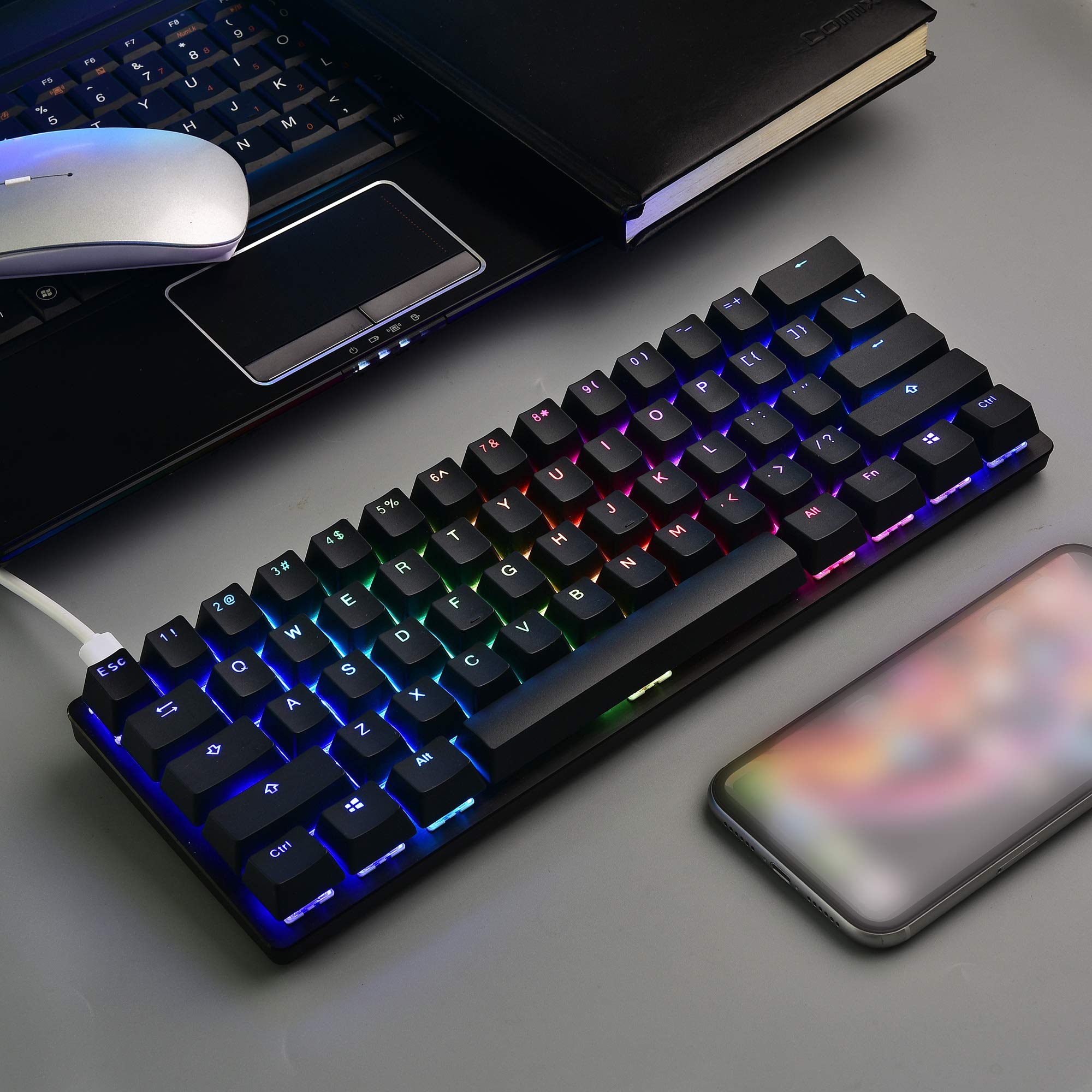 Buy Golanhome Mechanical Keyboard 61 Suspended Keys RGB Backlit 60% ...