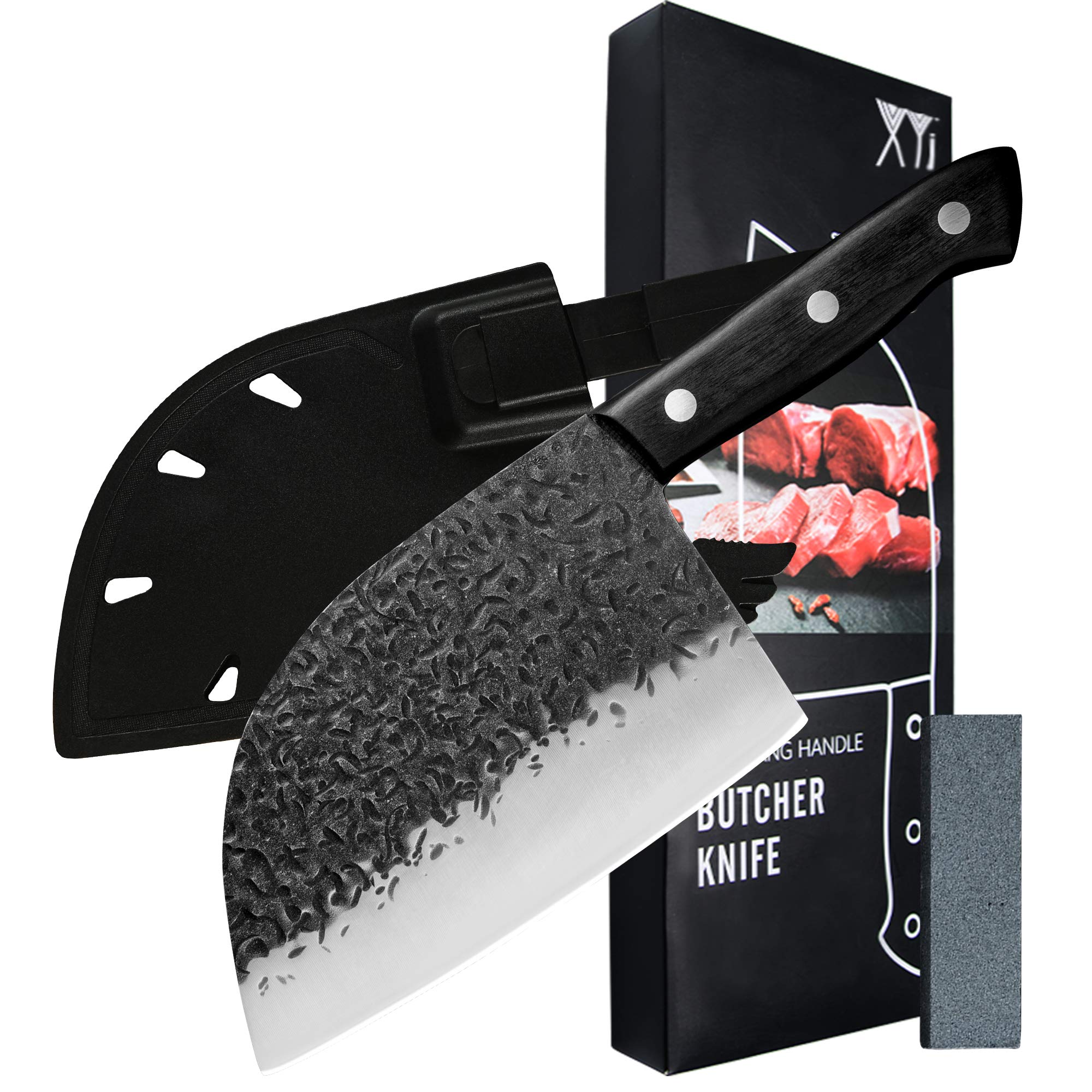 Buy XYJ FULL TANG Ancient Butcher 7-inch High Carbon Clad Steel Serbian ...