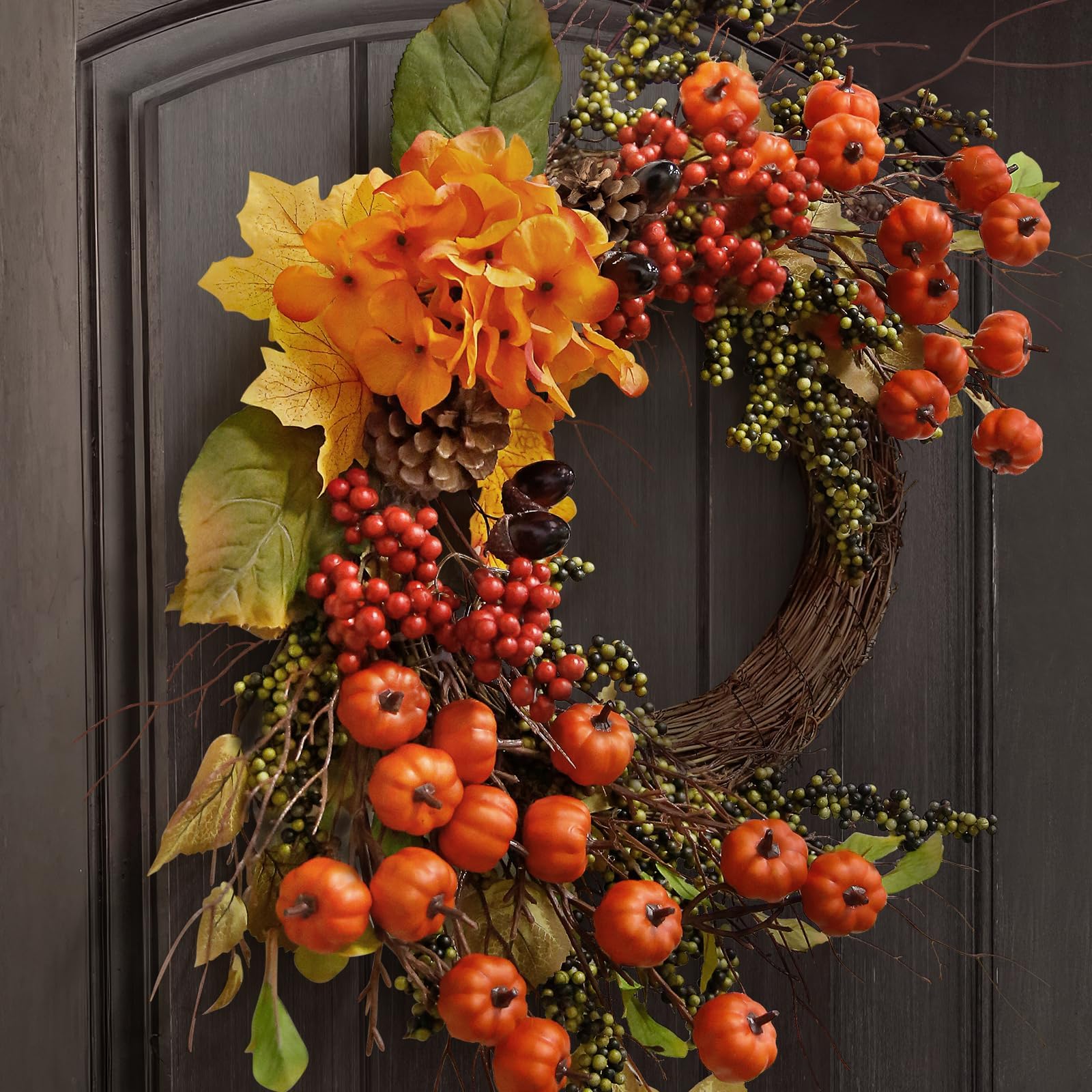 Amazon.com: Fall Wreaths, 18 Inch Fall Wreath Pumpkin Harvest Decor ...