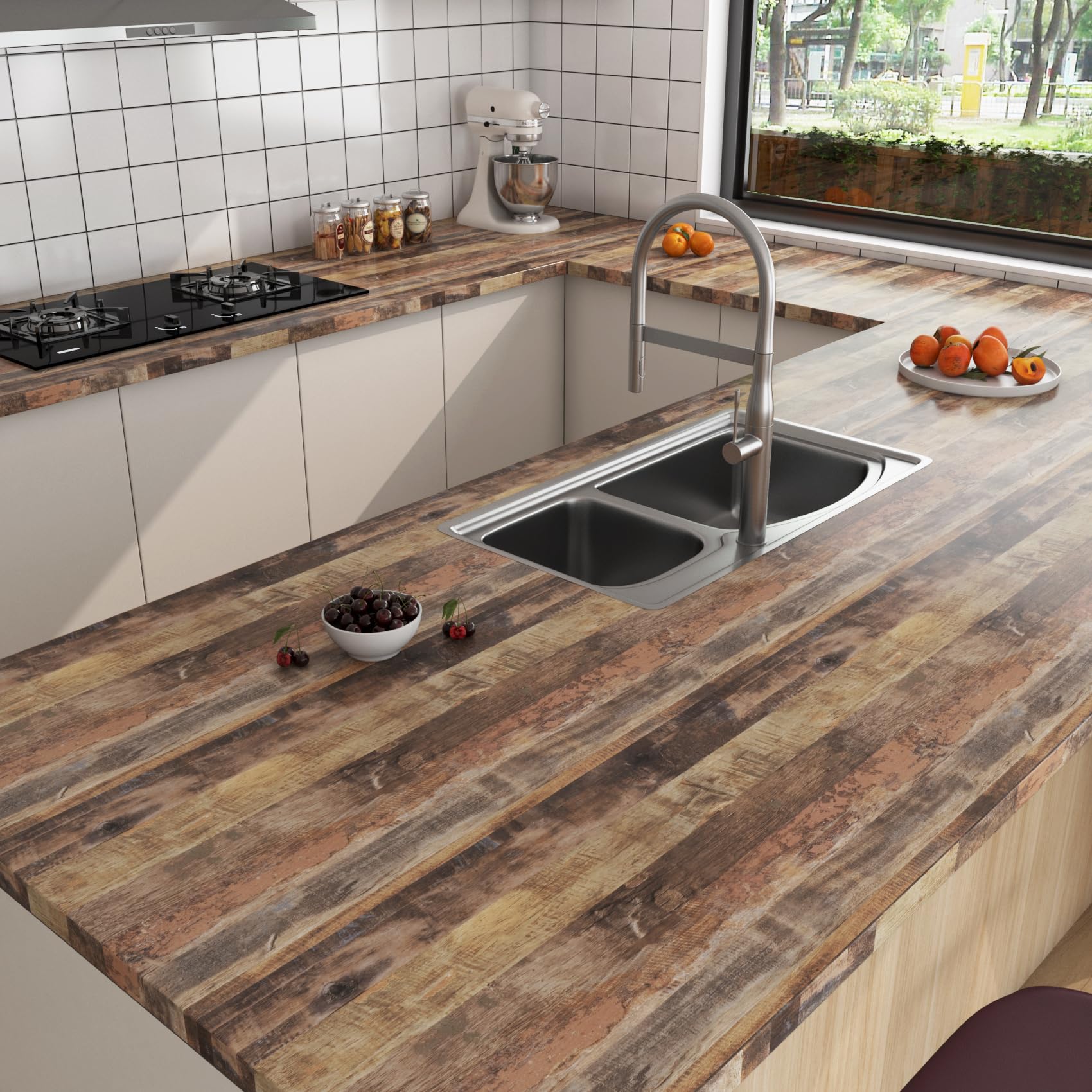 Livelynine Worktop Vinyl Covering Wood Effect Vinyl Wrap for Furniture ...